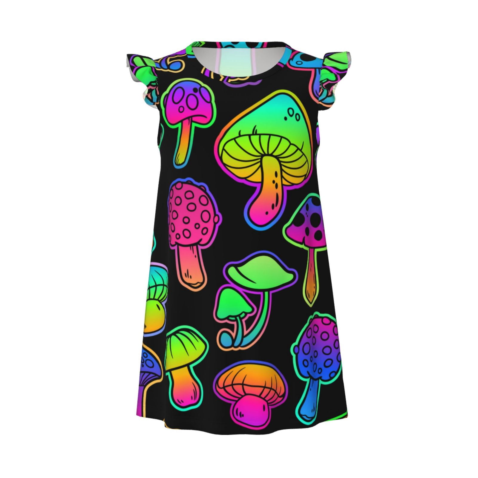 Disketp Bright Mushrooms Print Girls Nightgowns 3-10 Years Flutter ...