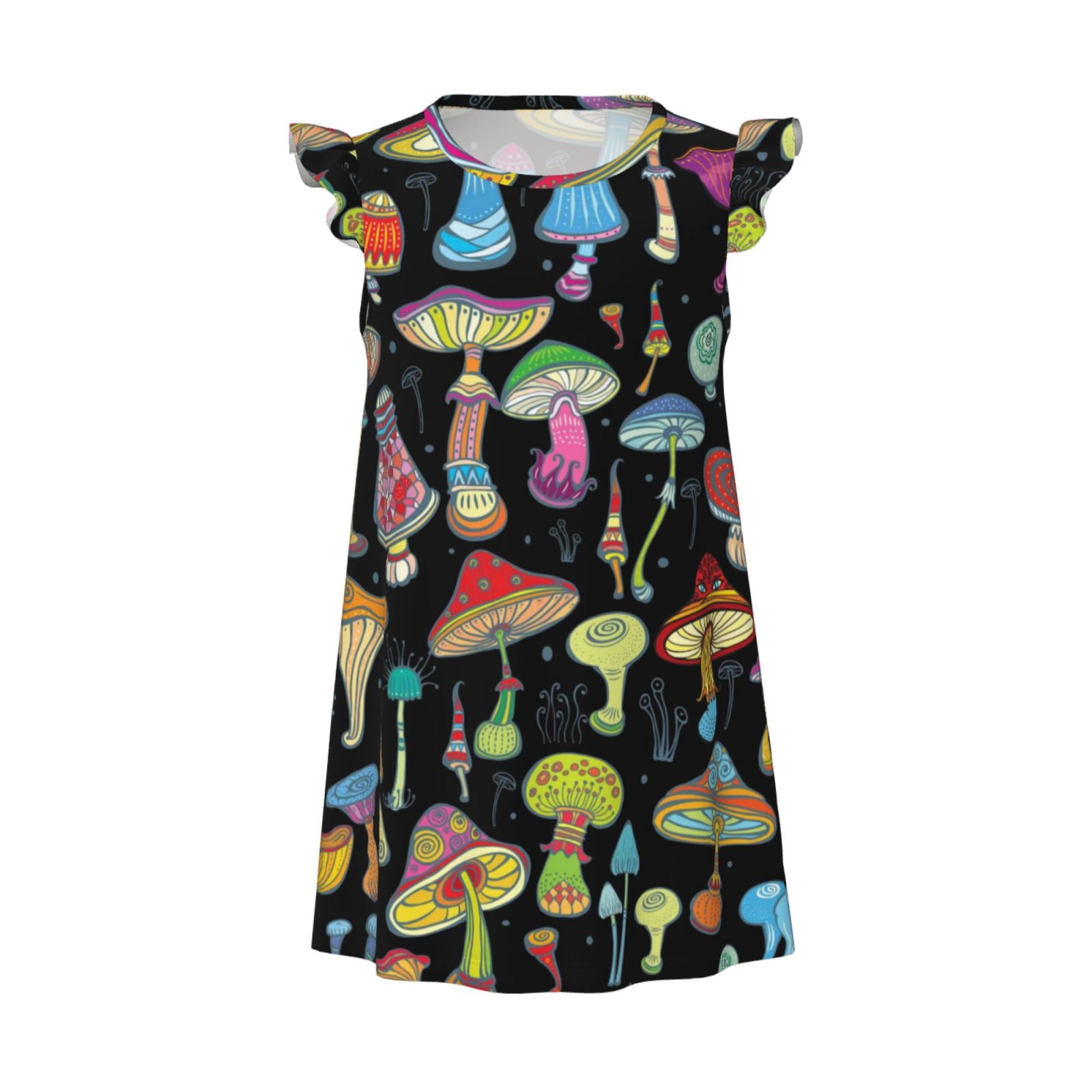 Disketp Bright Mushrooms Print Girls Nightgowns 3-10 Years Flutter ...