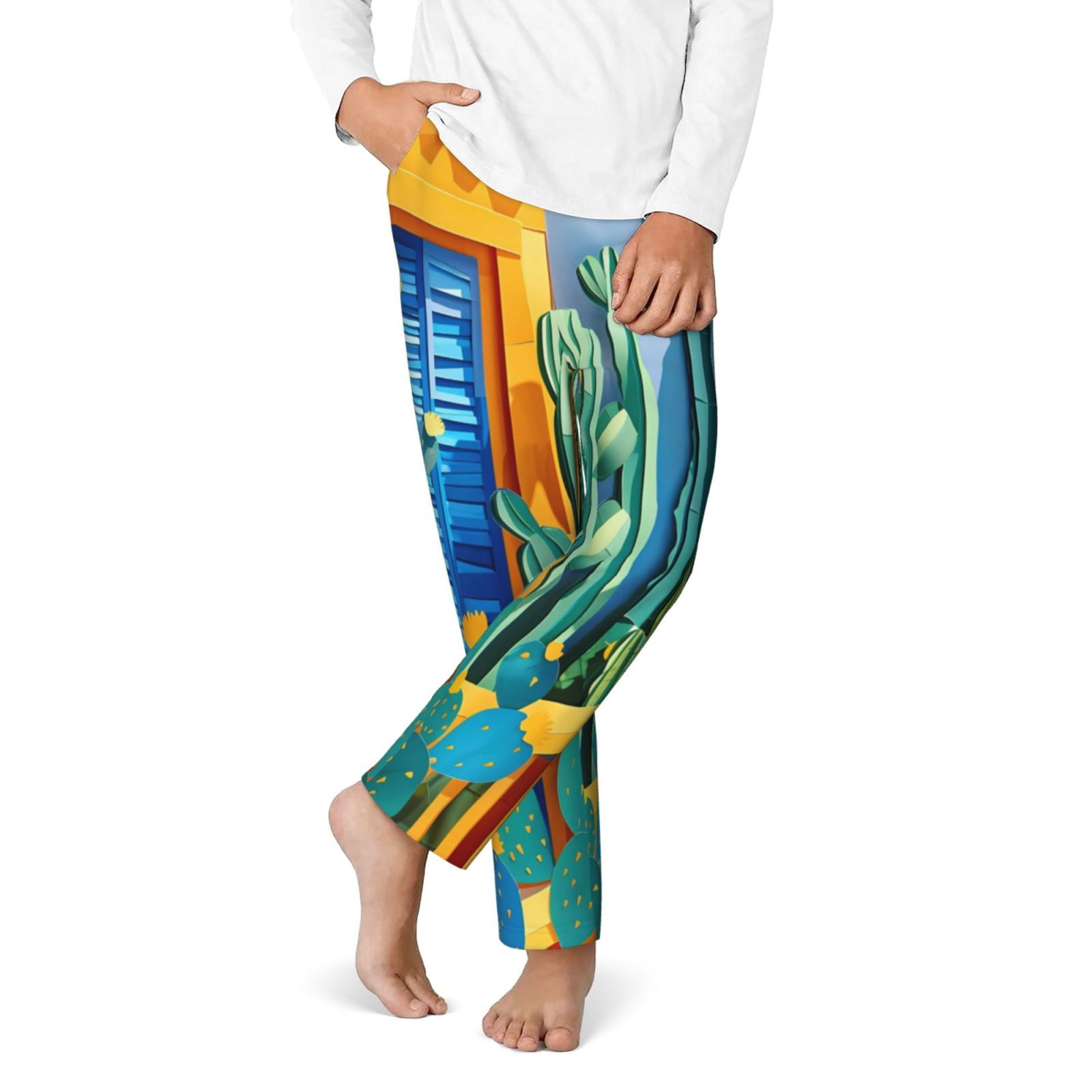 Disketp Bright Paper Cactus Scene for Teenagers' Pajama Pants ,Lounge ...