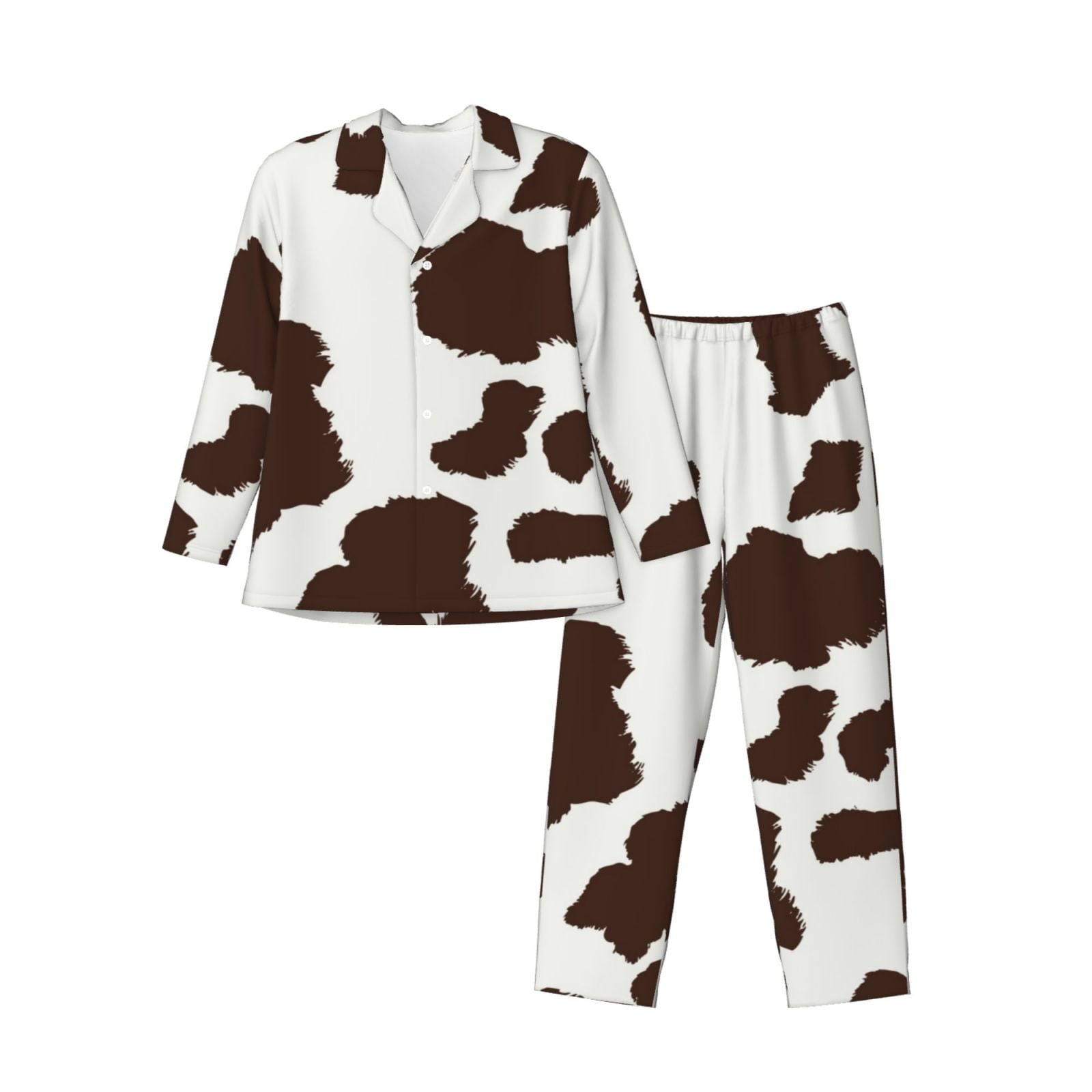 Disketp Brown Cow for Pajamas Set Long Sleeve Sleepwear Mens Button ...
