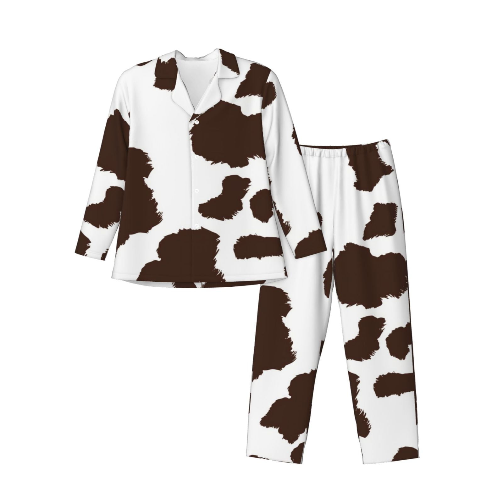 Disketp Brown Cow for Pajamas Set Long Sleeve Sleepwear Mens Button ...