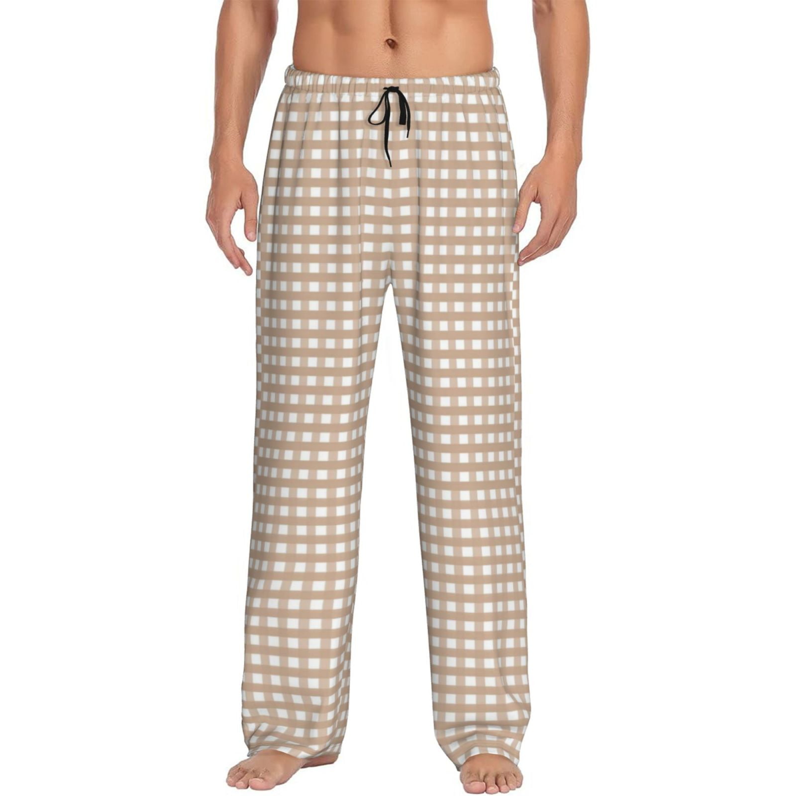 Disketp Brown Gingham Men'S Pajama Pants - Ultra Soft Fleece Sleep And ...