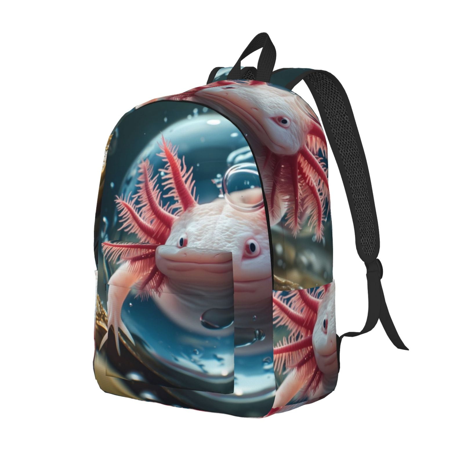 Disketp Bubbles Axolotl Fantasy Canvas Backpack Lightweight Travel ...