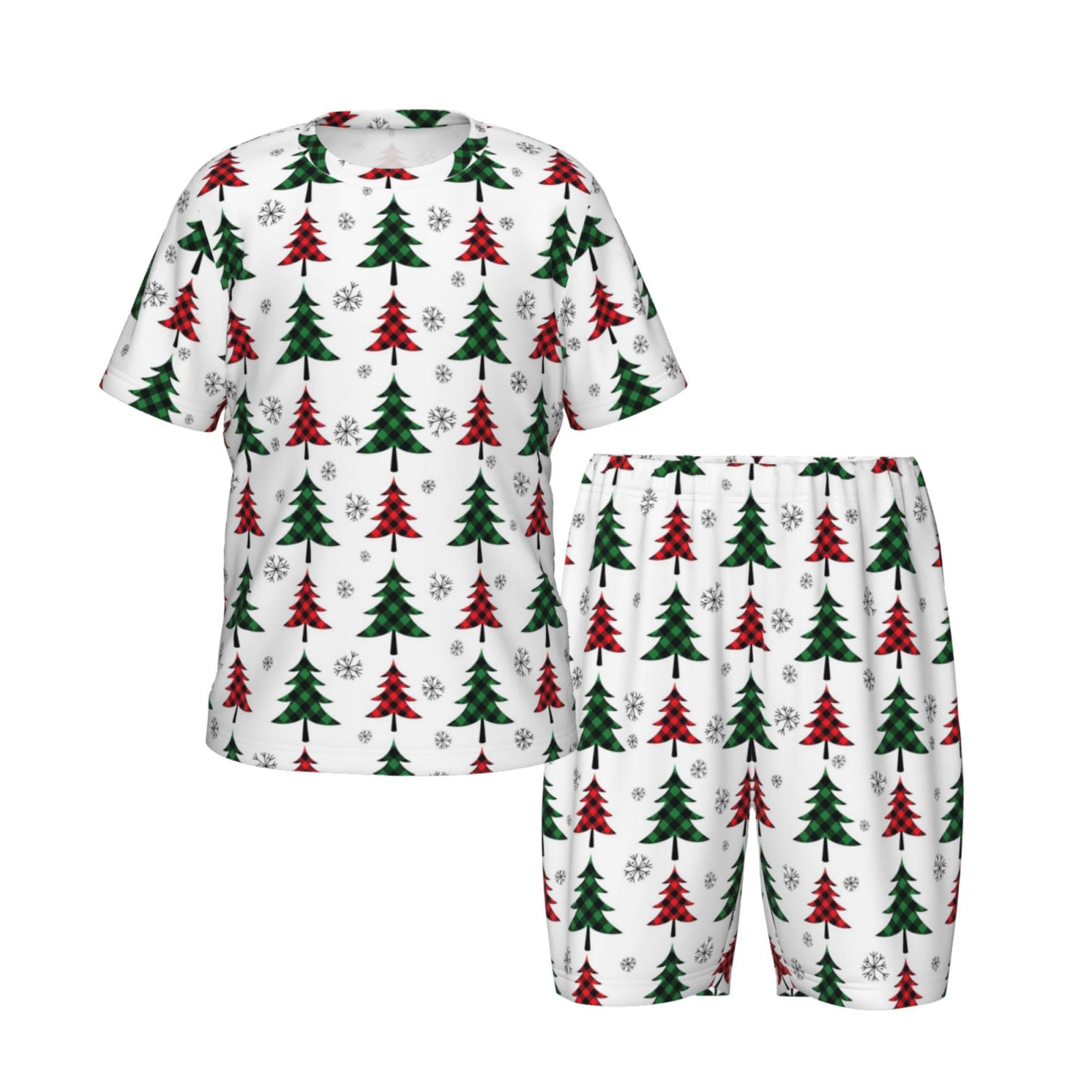 Disketp Buffalo Plaid Christmas Trees for Kids Short Sleeve Pajamas ...