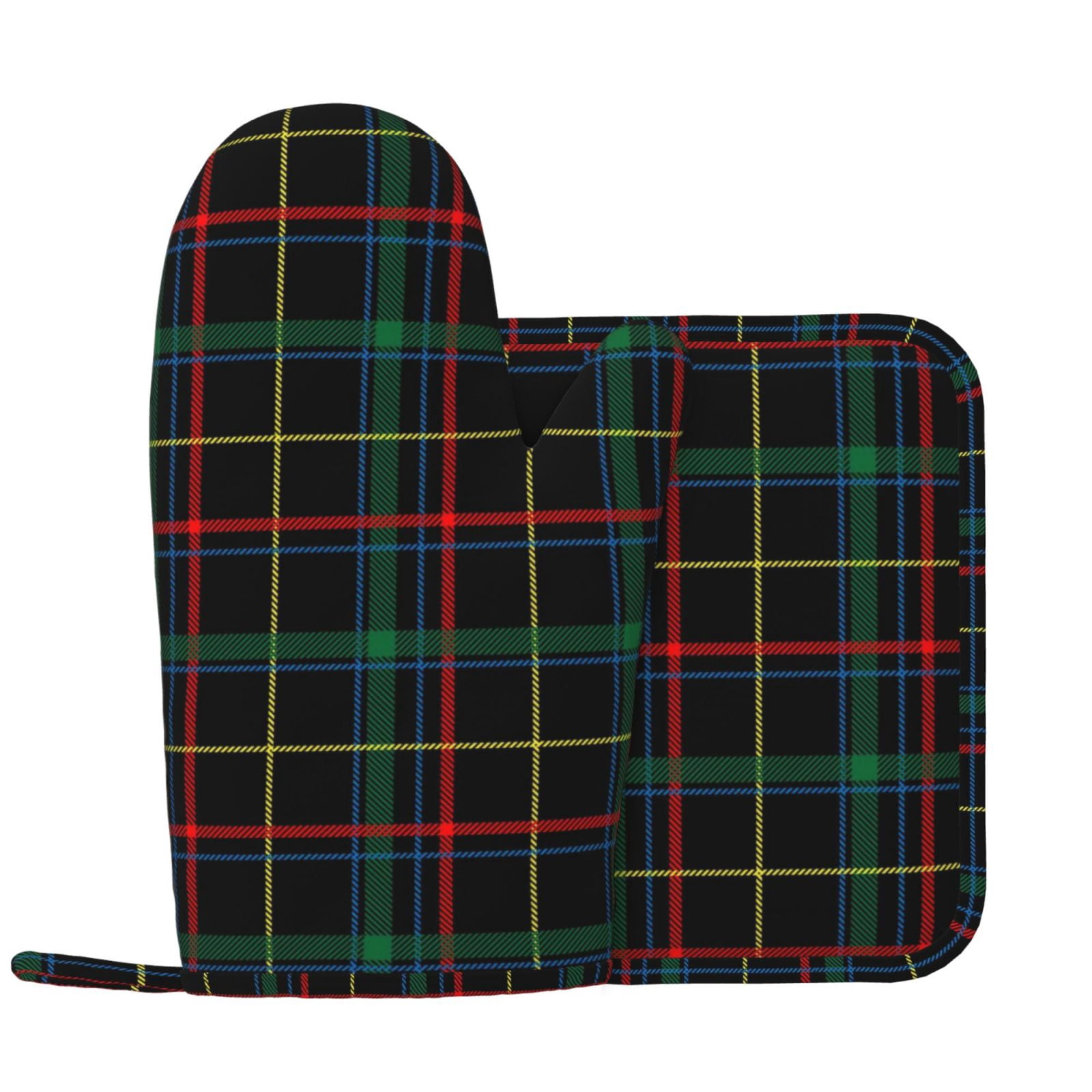 Disketp Buffalo Plaid Dark Green Oven Mitts And Potholders Bbq Gloves ...