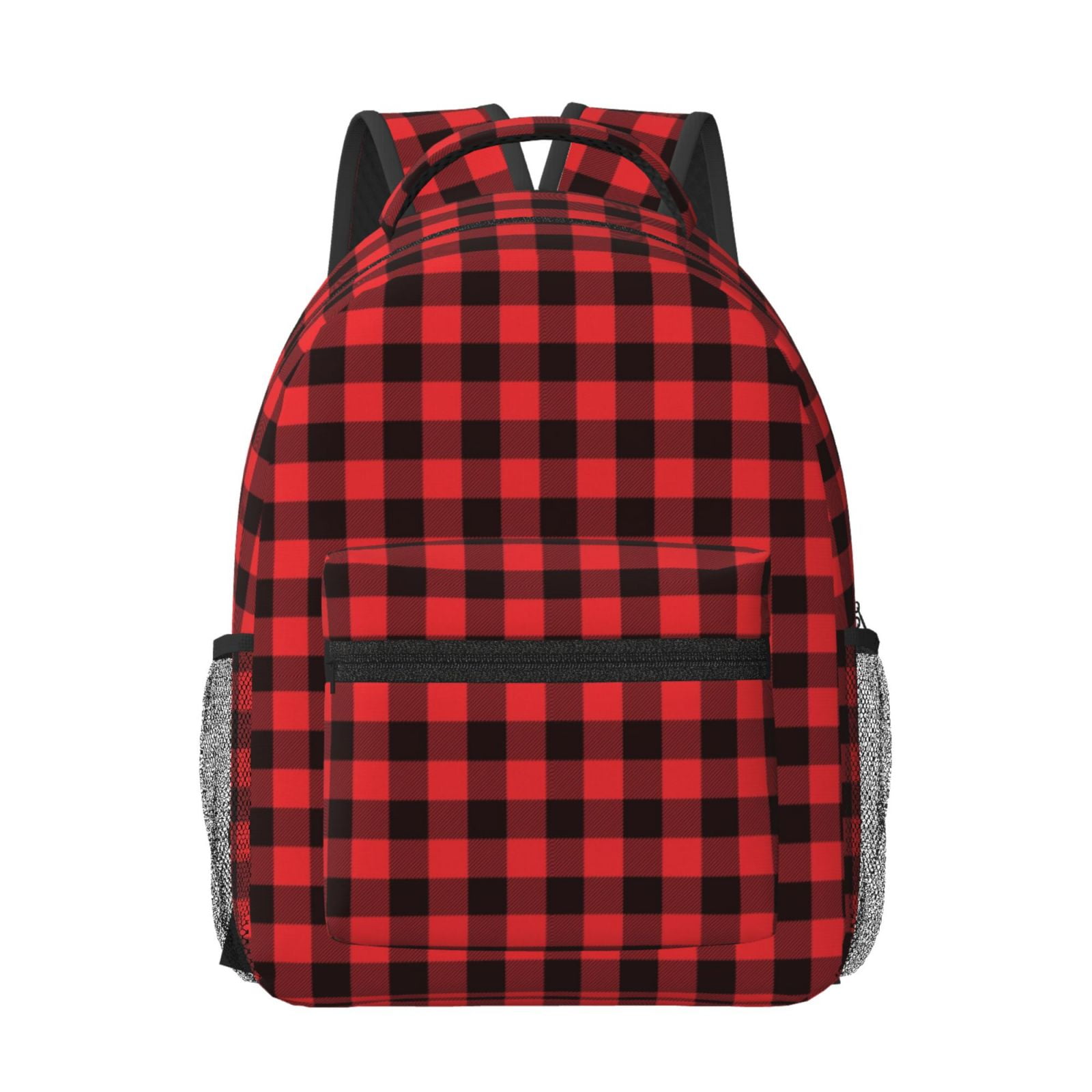 Disketp Buffalo Plaid Red Black Backpack - Comfortable Daypack with The ...