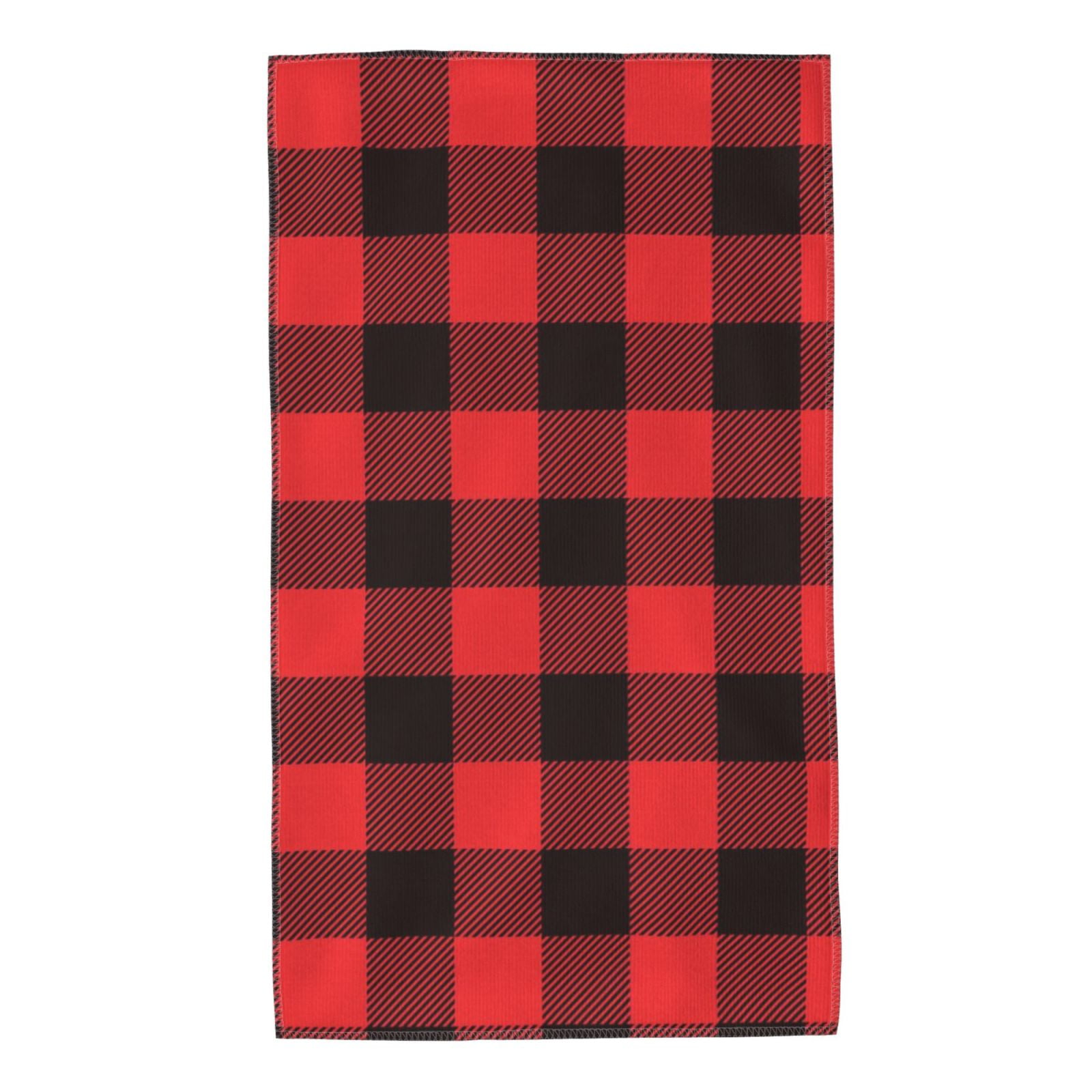 Disketp Buffalo Plaid Red Black Print Bathroom Towels,Cotton Towel,Soft ...