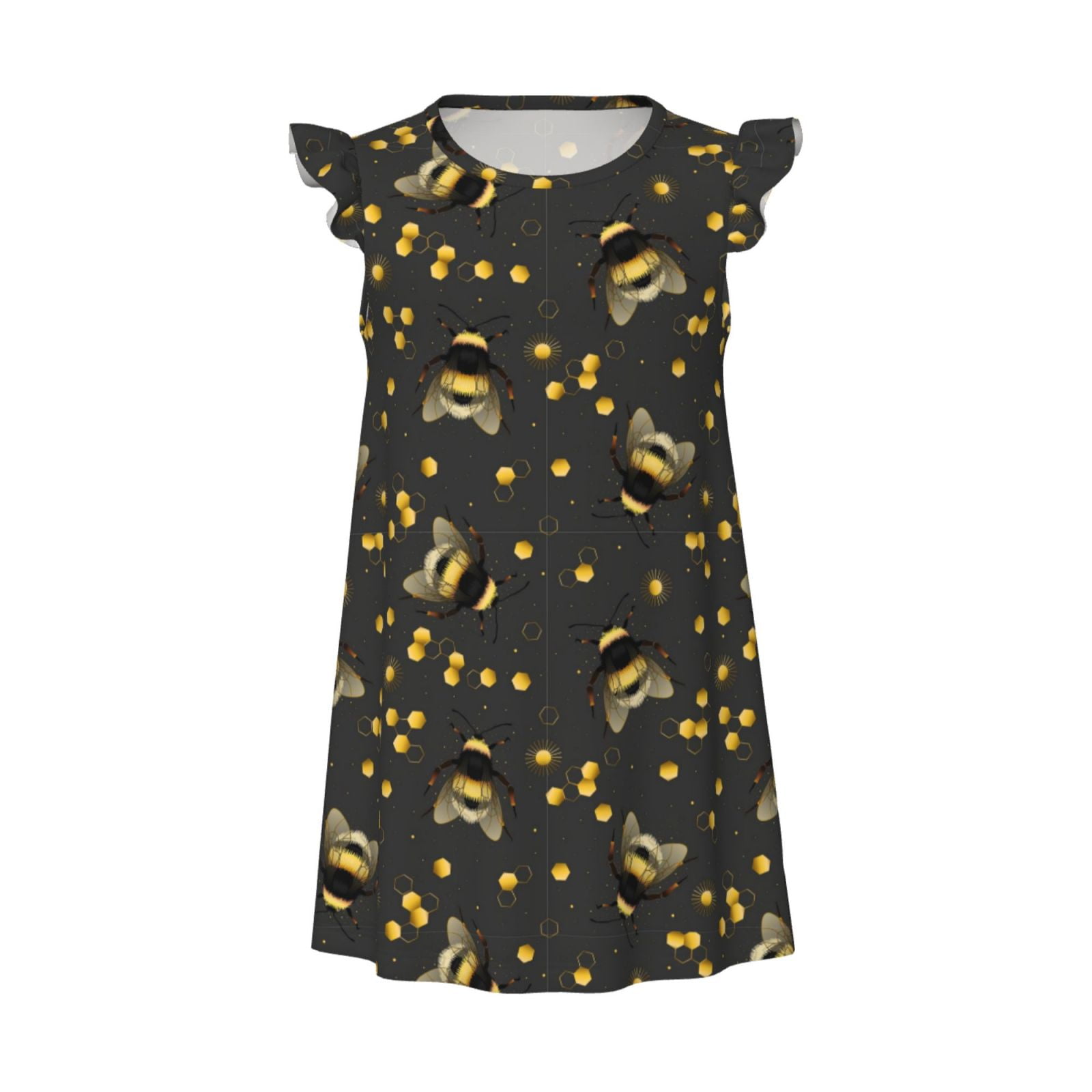 Disketp Bumblebee Print Girls Nightgowns 3-10 Years Flutter Short ...