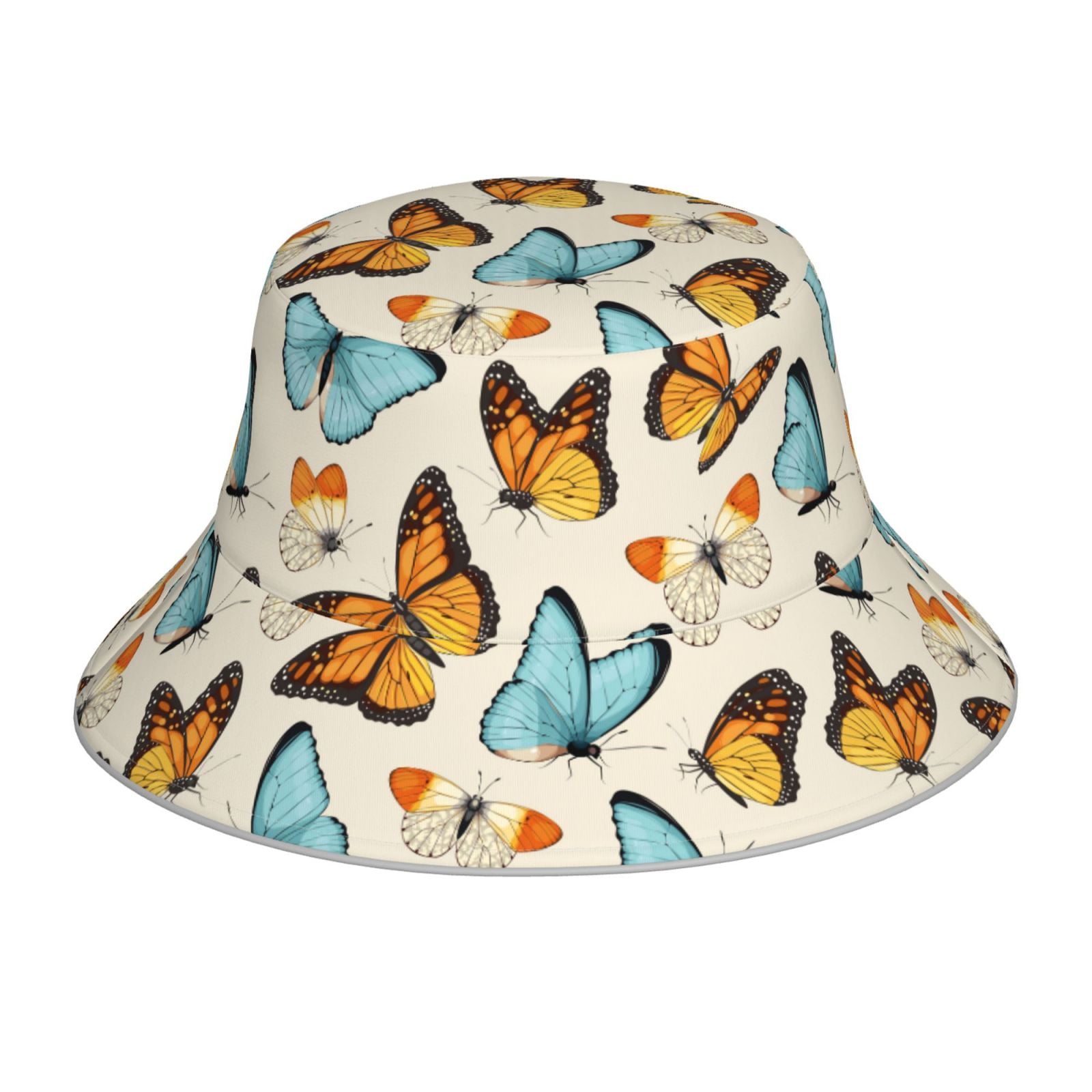 Disketp Butterflies Print Reflective Bucket Hat Beach Hat Summer Travel ...