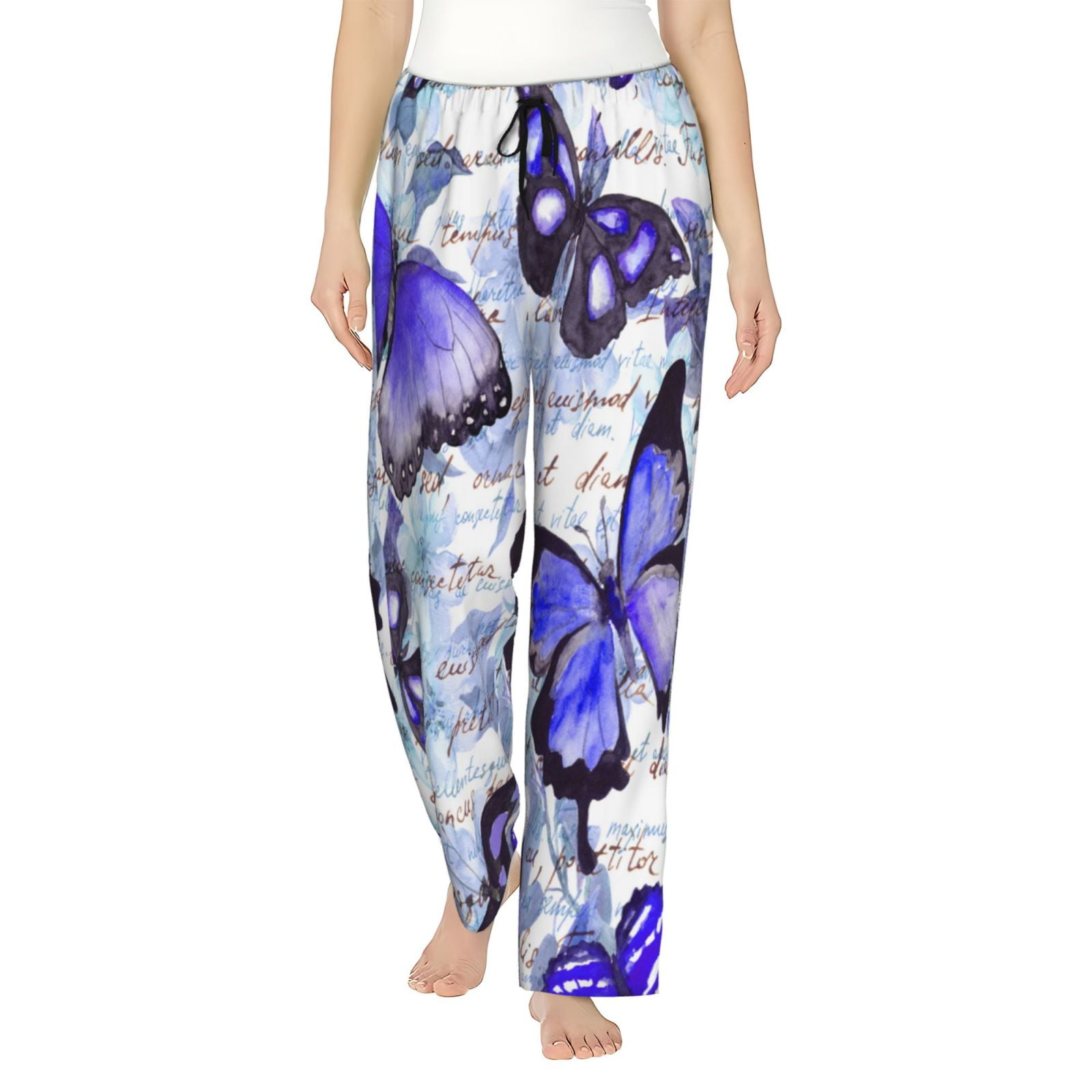 Disketp Butterflies Print Women'S Comfy Pajama Pants Casual Drawstring ...