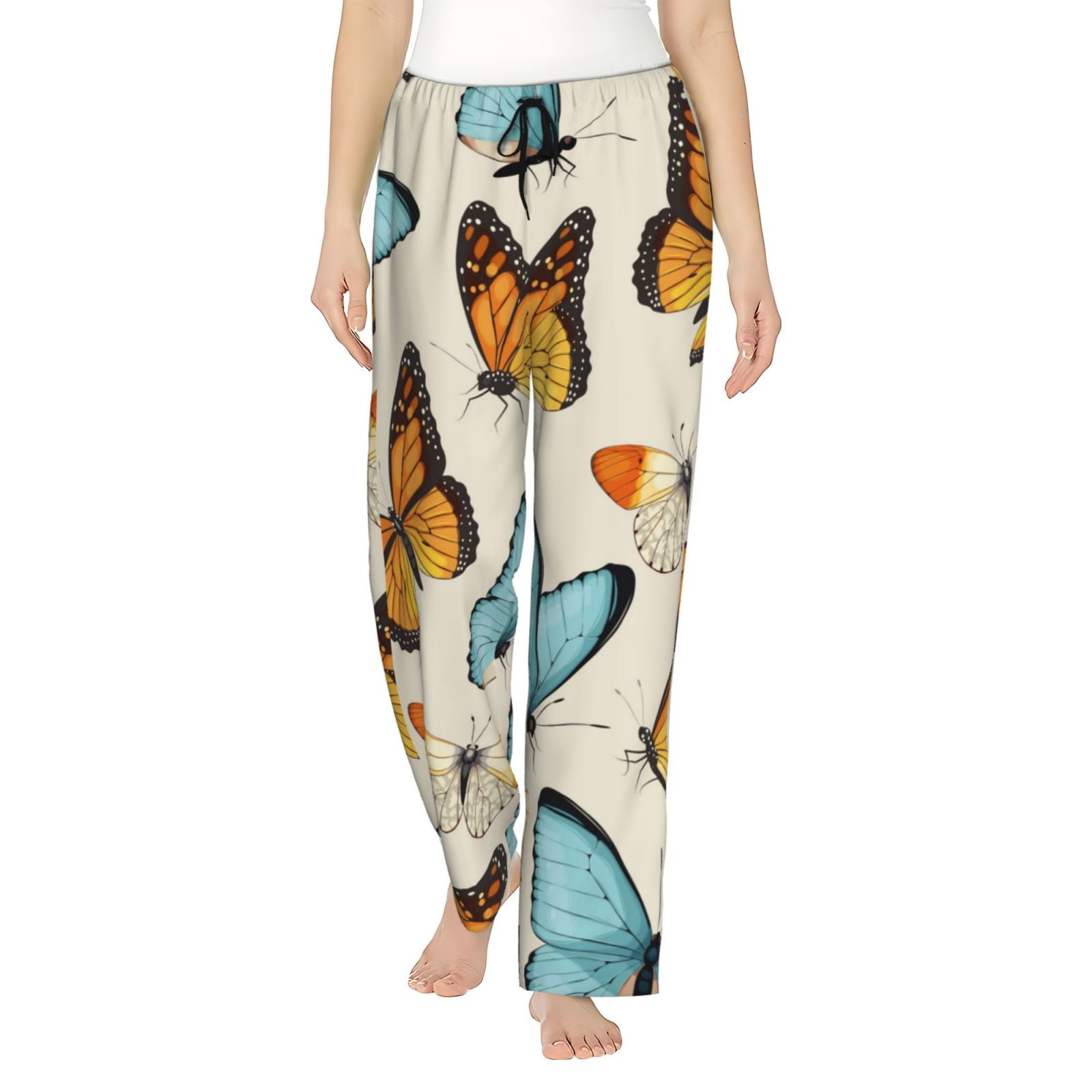 Disketp Butterflies Print Women'S Comfy Pajama Pants Casual Drawstring ...