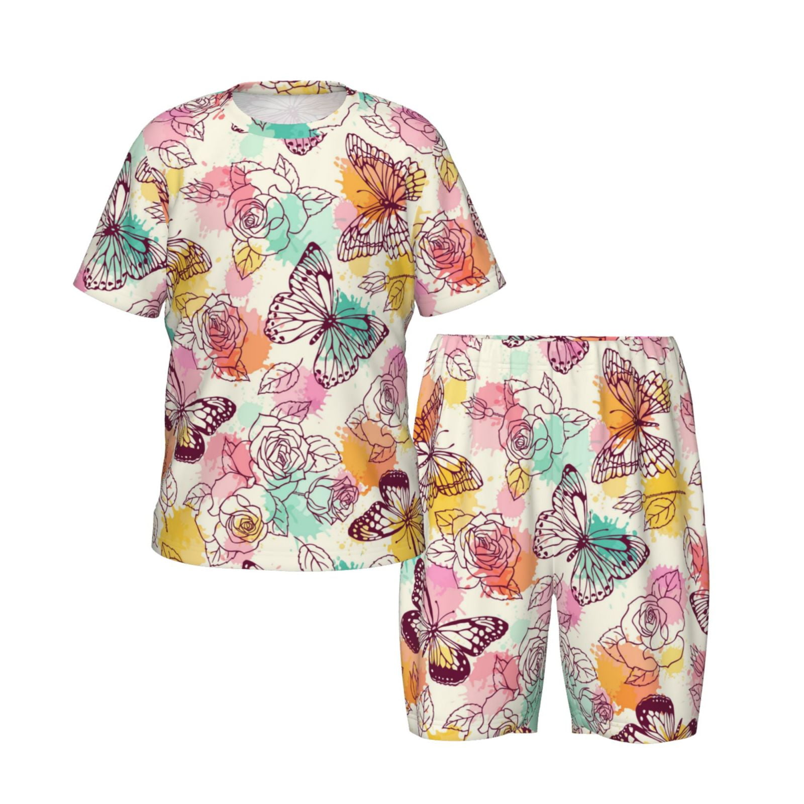 Disketp Butterflies and Roses for Kids Short Sleeve Pajamas Kids Summer ...