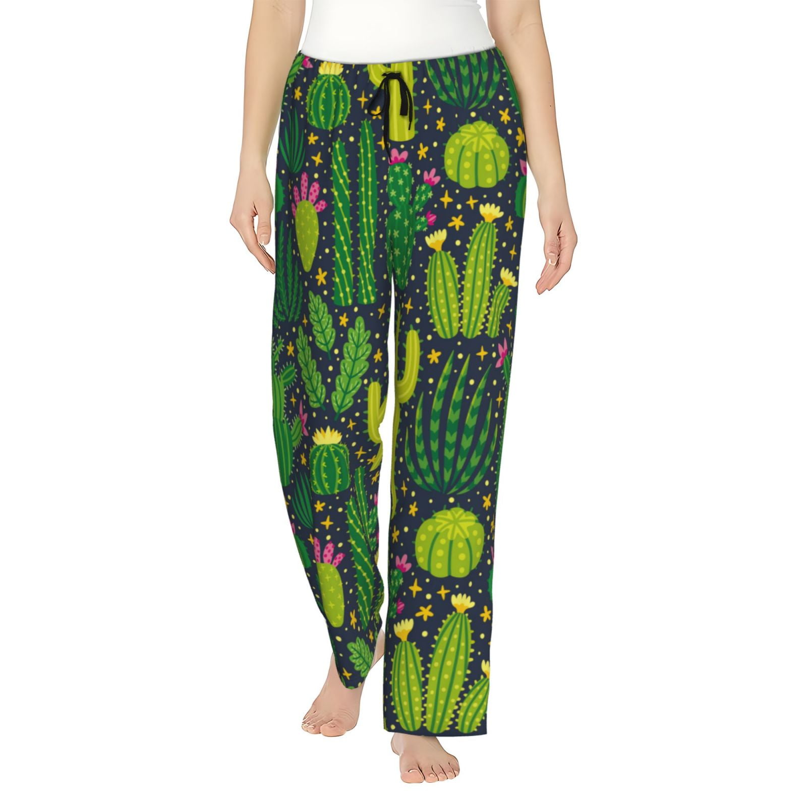 Disketp Cactus 1 Print Women'S Comfy Pajama Pants Casual Drawstring ...