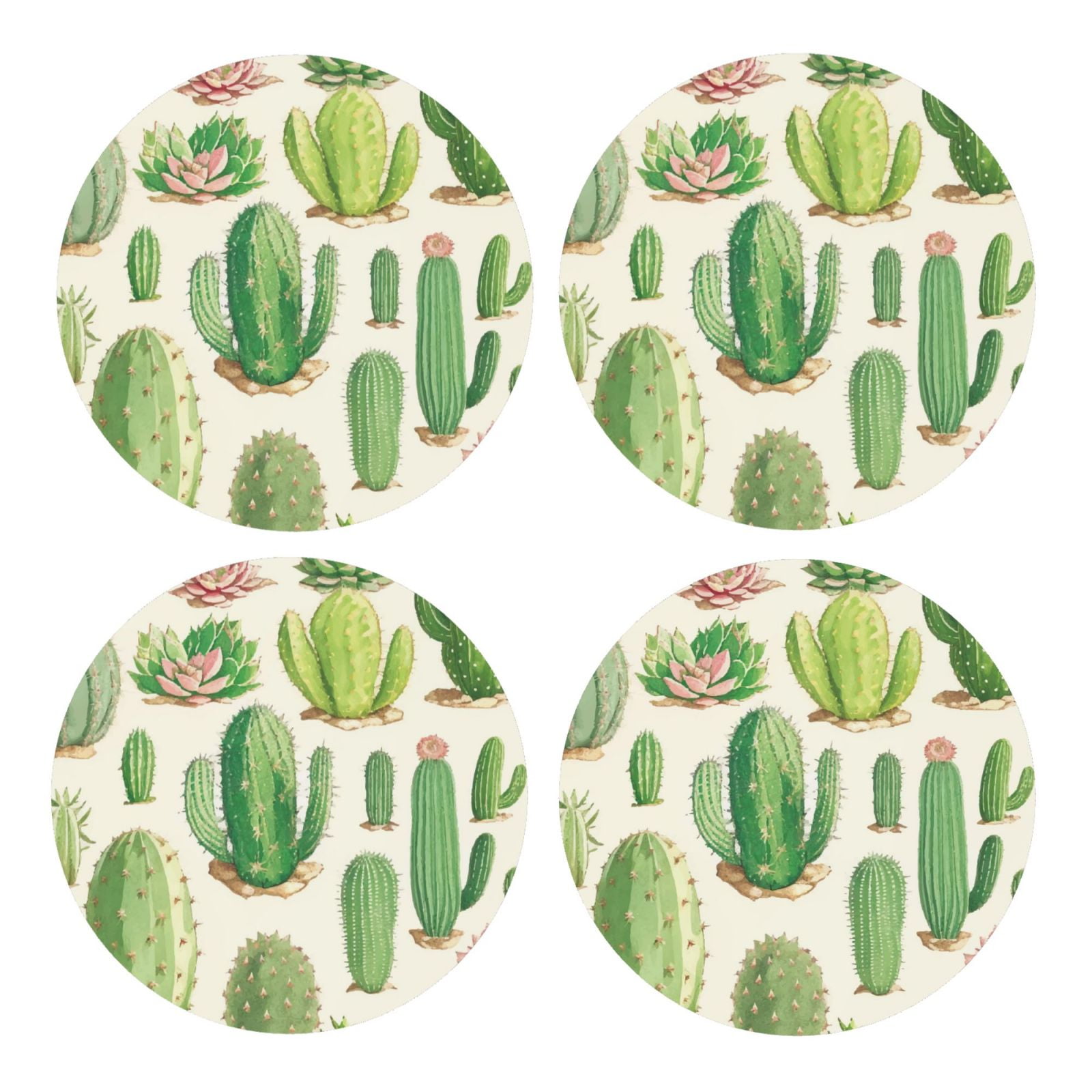 Disketp Cactus And Succulent MDF Cork Coaster 4 Pcs - Absorbent ...