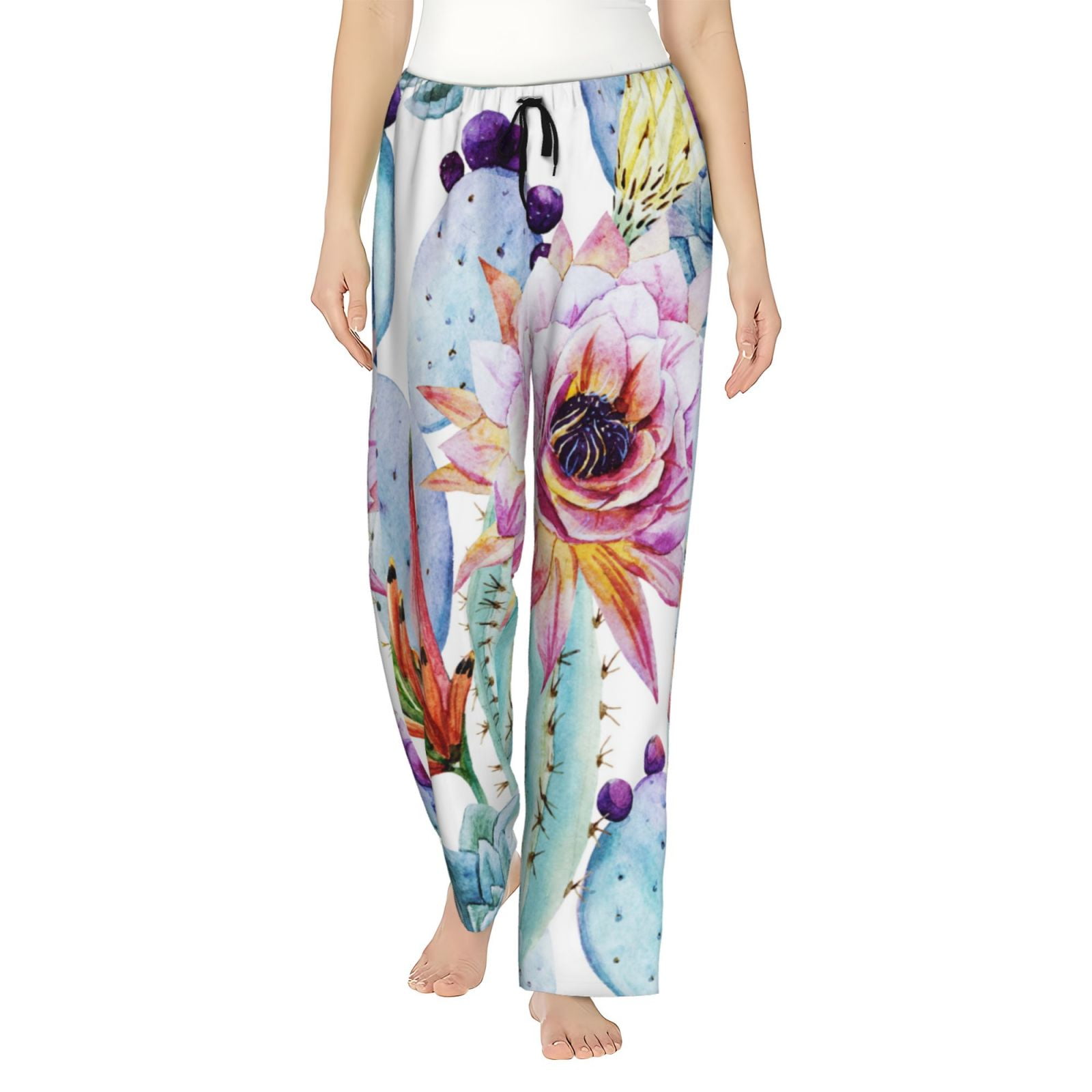 Disketp Cactus Print Women'S Comfy Pajama Pants Casual Drawstring ...