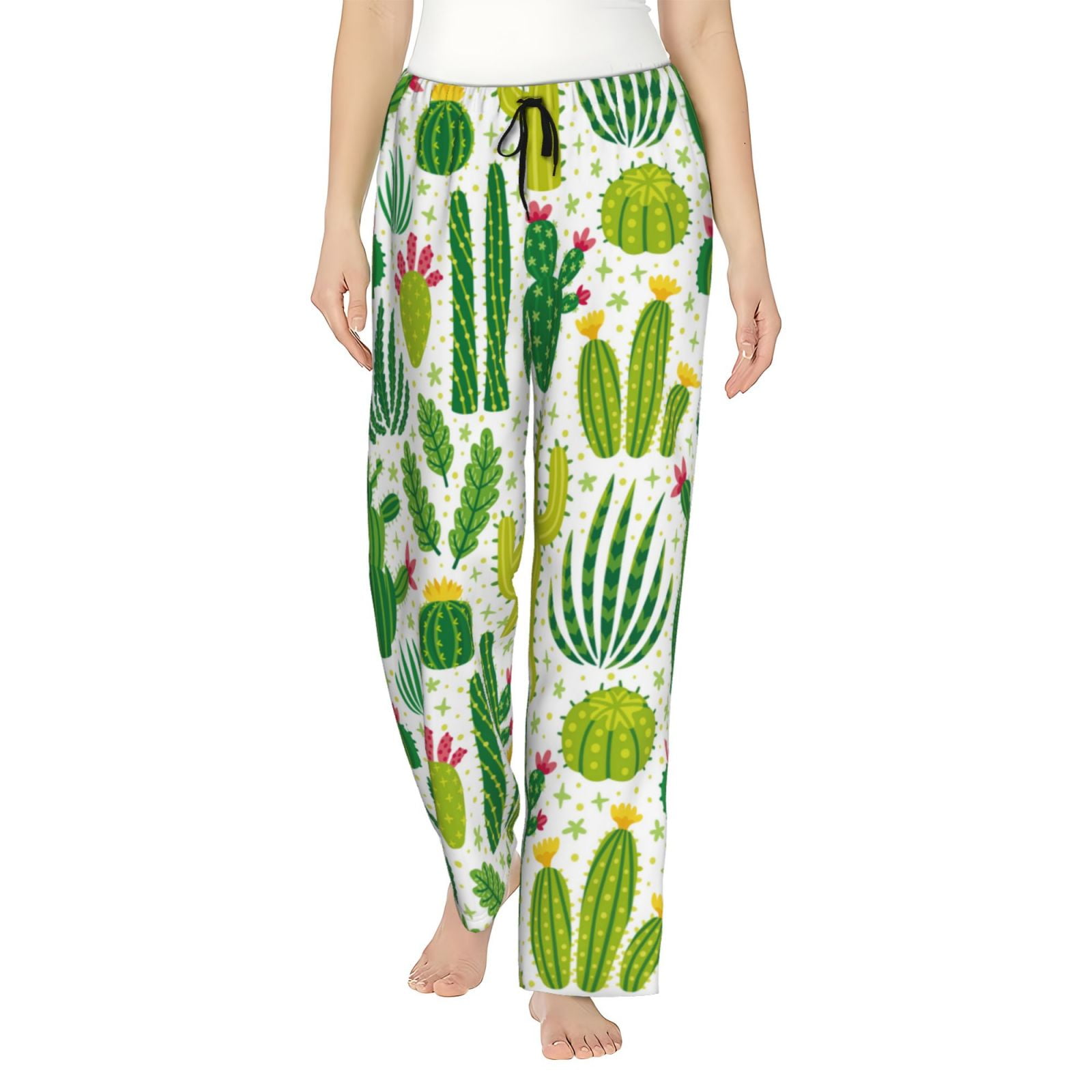 Disketp Cactus Print Women'S Comfy Pajama Pants Casual Drawstring ...