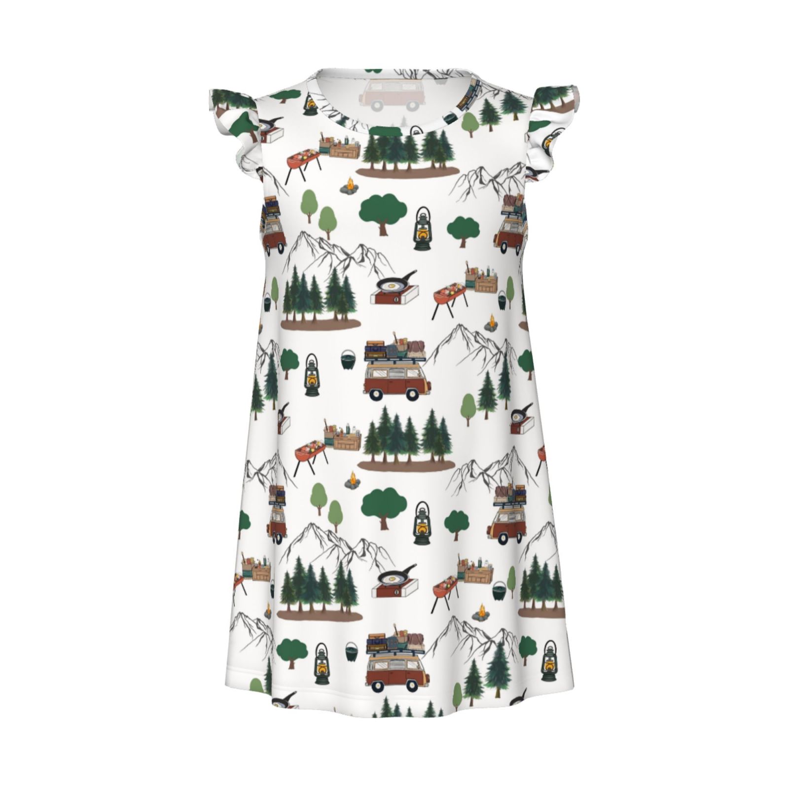 Disketp Camping Caravan 2 Print Girls Nightgowns 3-10 Years Flutter ...