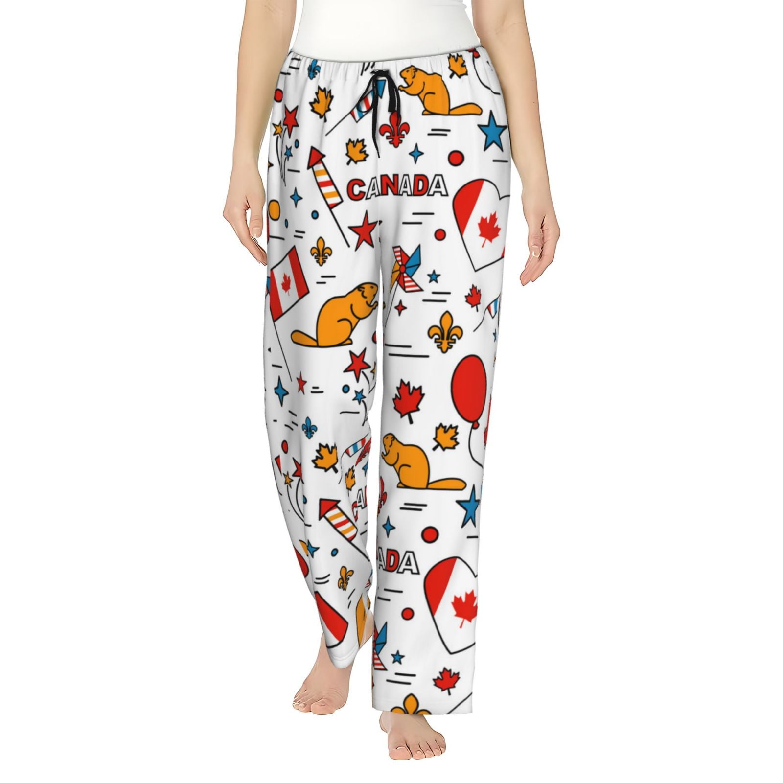 Disketp Canada Day Print Women'S Comfy Pajama Pants Casual Drawstring ...