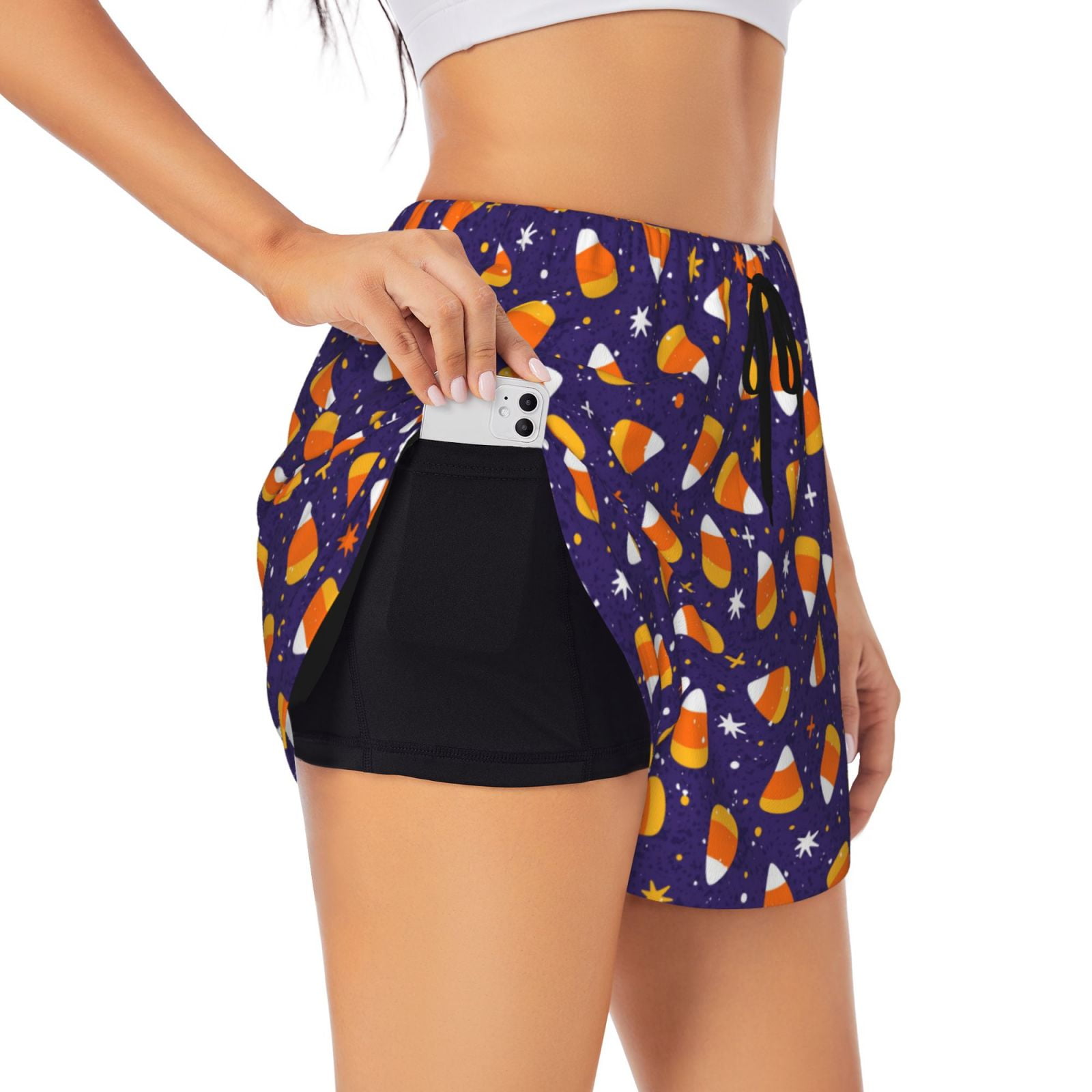 Disketp Candy Corn (2) Print Women's Shorts Workout Shorts for Athletic ...