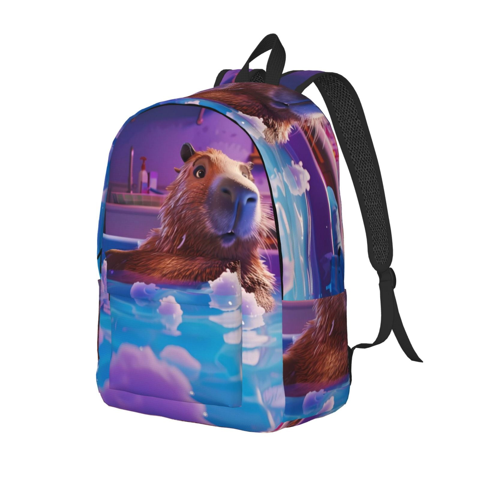 Disketp Capybara Bathtub Fun Canvas Backpack Lightweight Travel Daypack ...