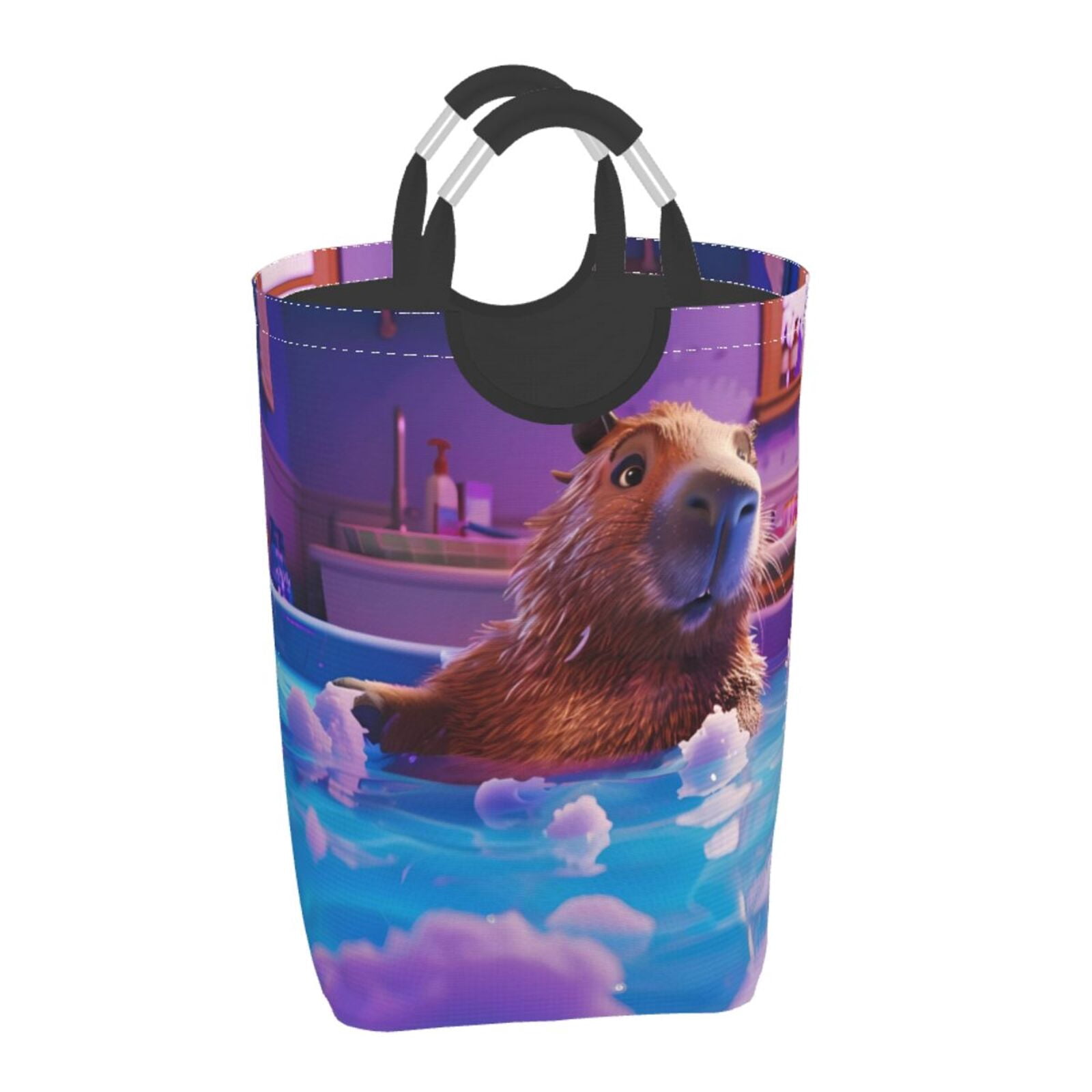 Disketp Capybara Bathtub Fun Square Laundry Bag Large Collapsible Dirty ...