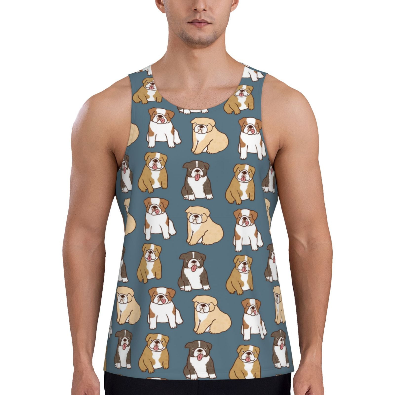 Disketp Cartoon Bulldog 1 Men's Workout Tank Tops Sleeveless Gym Shirt ...