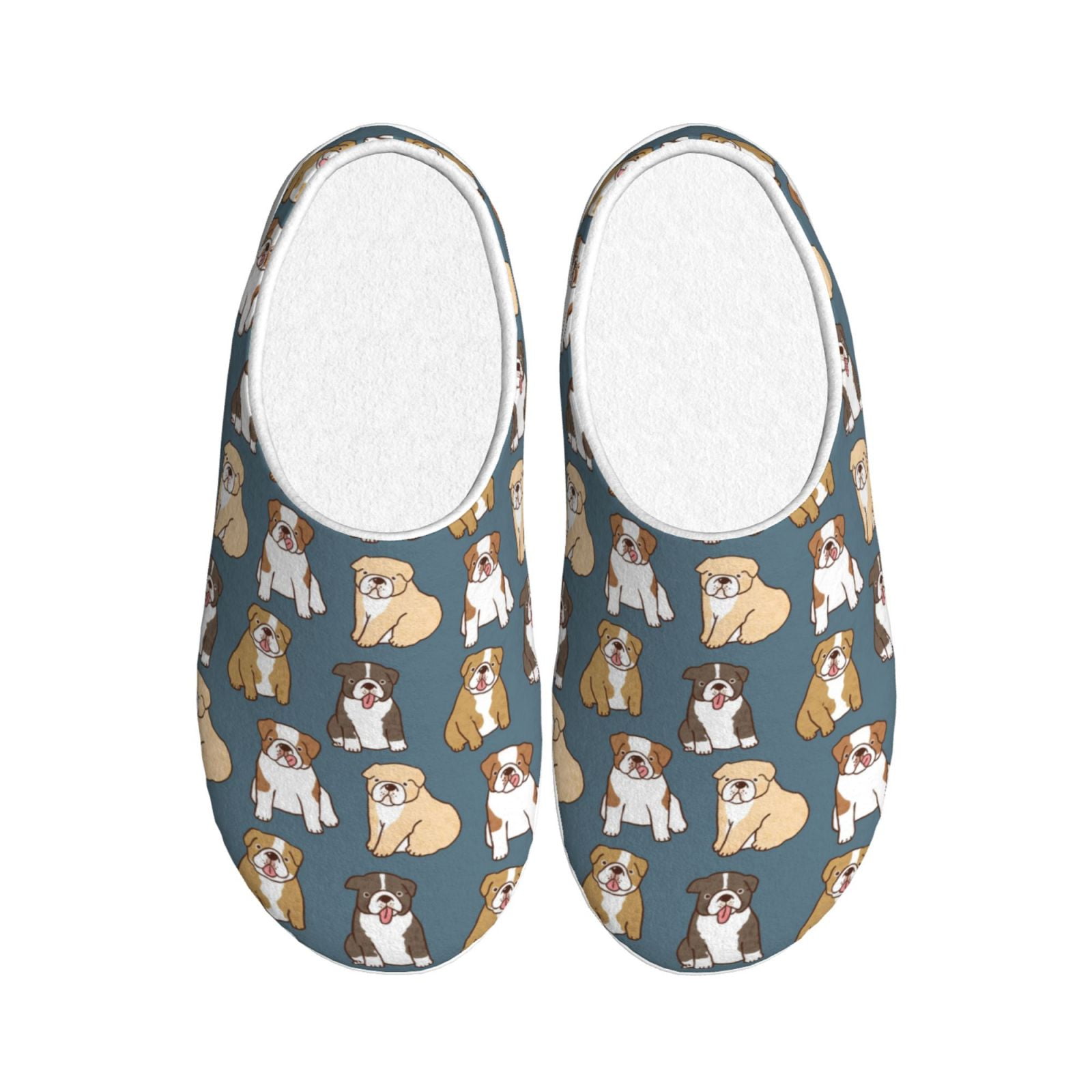 Disketp Cartoon Bulldog 1 Women's Men's Slippers Plush Slip-On House ...
