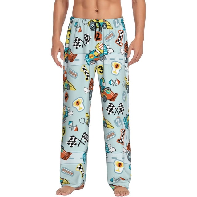 Disketp Cartoon Car Racing Men'S Pajama Pants - Ultra Soft Fleece Sleep ...
