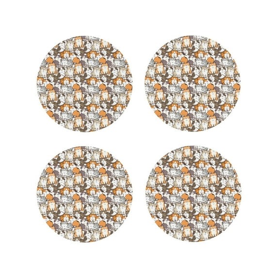 Disketp Cartoon Cat 1 Funny Coasters,4 Pcs Leather Coasters with Holder ...