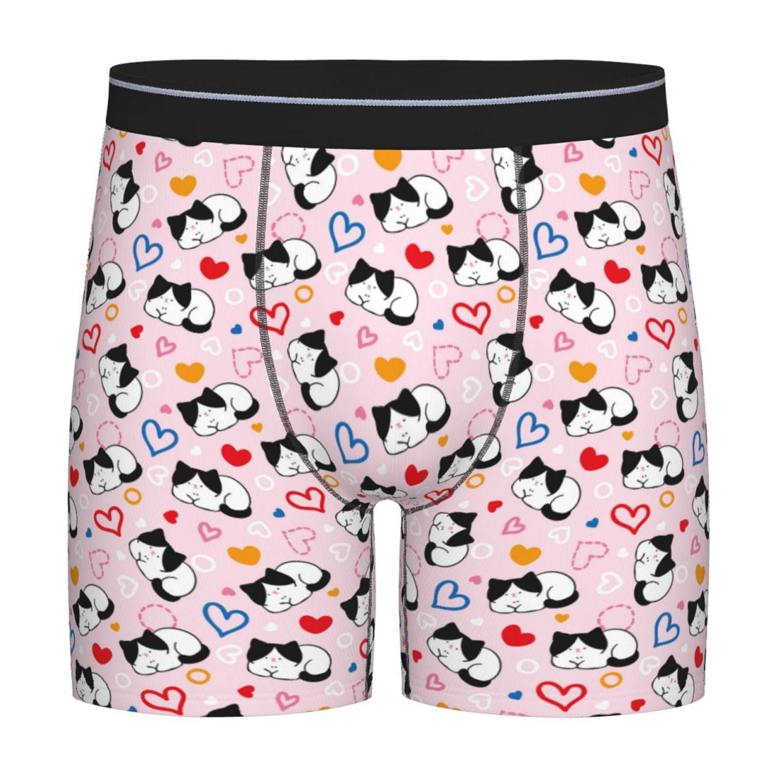 Disketp Cartoon Cat And Heart Men's Boxer Briefs Men’s Underwear Boxer ...