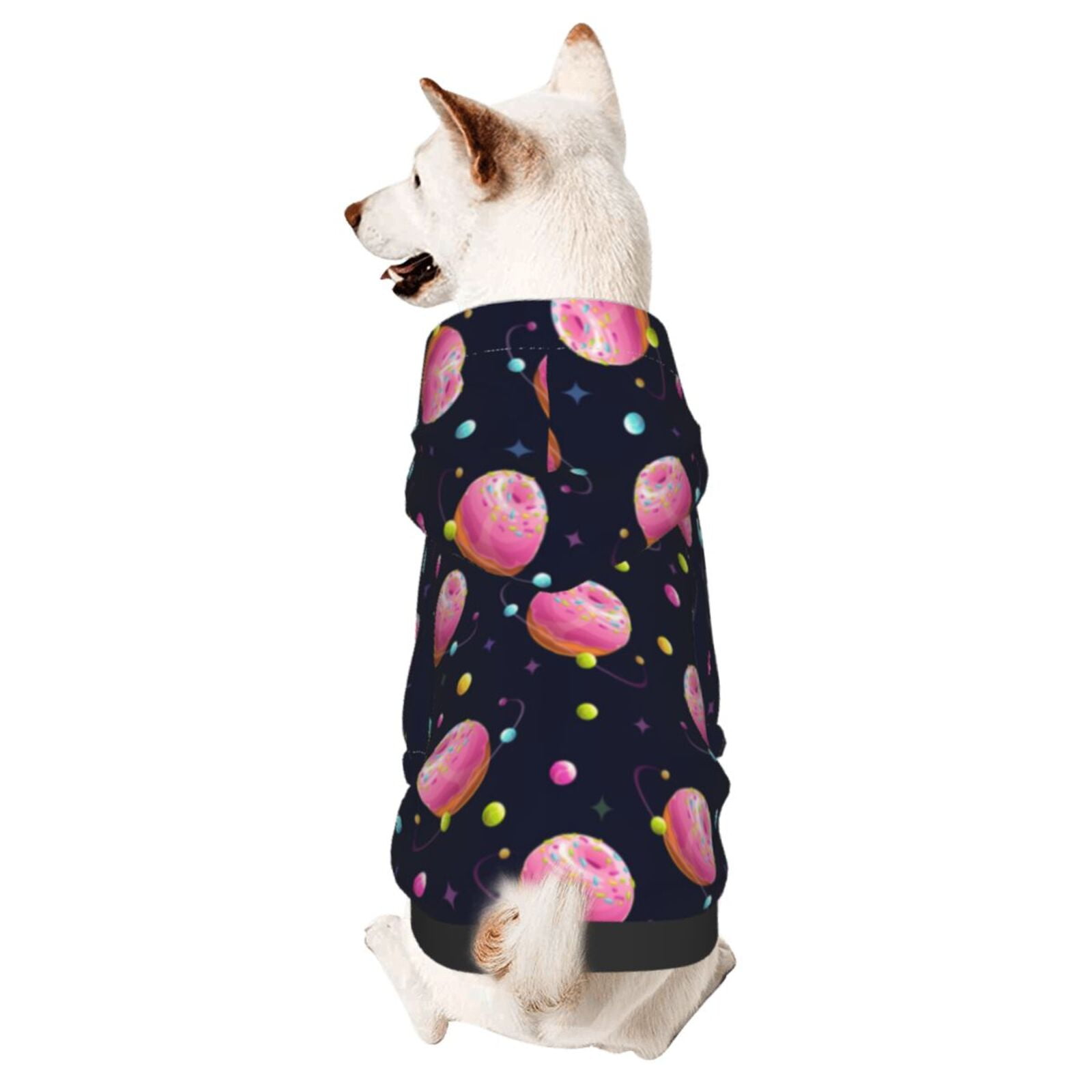 Disketp Cartoon Donut Planets Dog Hoodie Dog Clothes with Hat, Pet ...