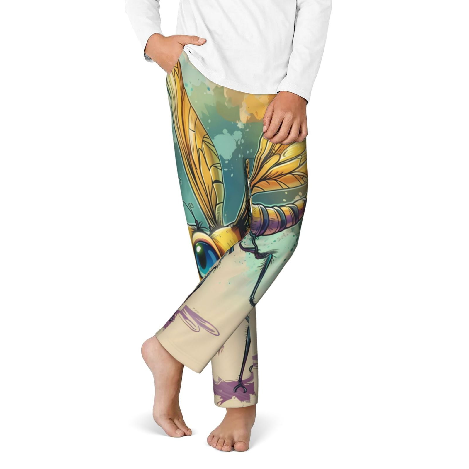 Disketp Cartoon Dragonfly Art for Teenagers' Pajama Pants ,Lounge Pants Teen joggers Ideal for ...