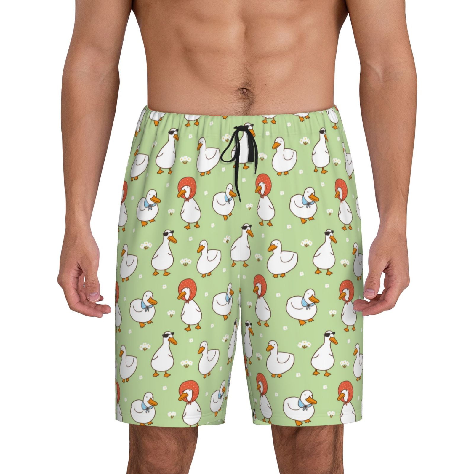 Disketp Cartoon Duck for Men's Soft Sleep Pajama Shorts Lightweight ...