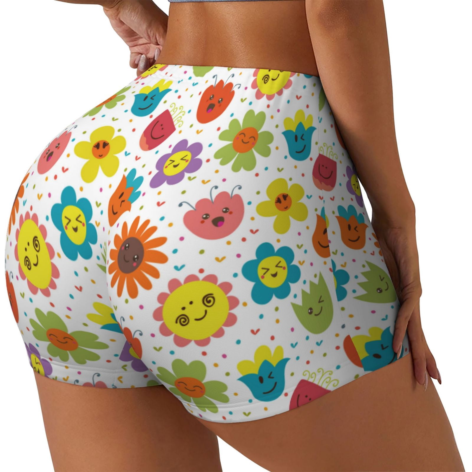 Disketp Cartoon Flowers for Scrunch Butt Workout Shorts Women Seamless ...
