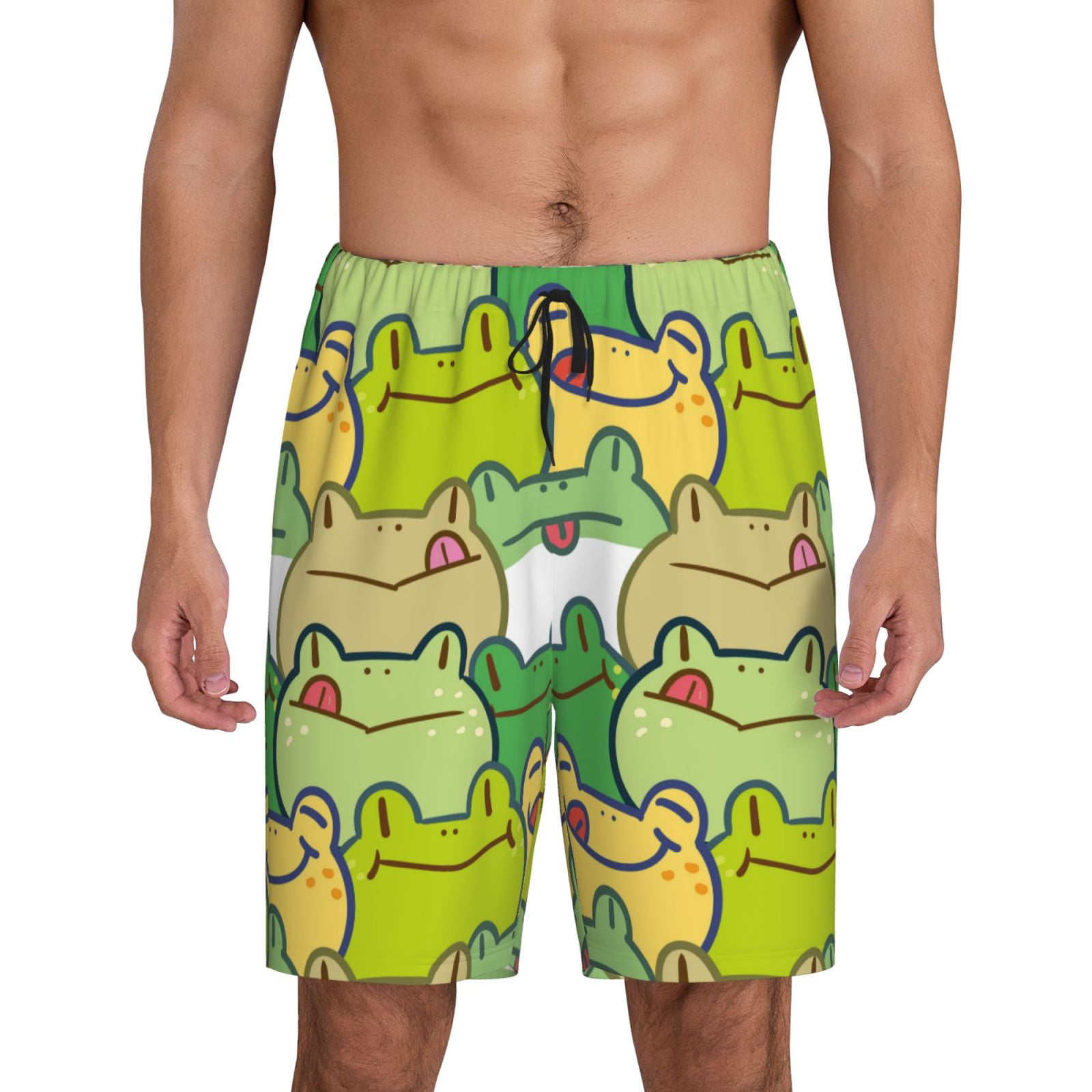 Disketp Cartoon Frog for Men's Soft Sleep Pajama Shorts Lightweight ...