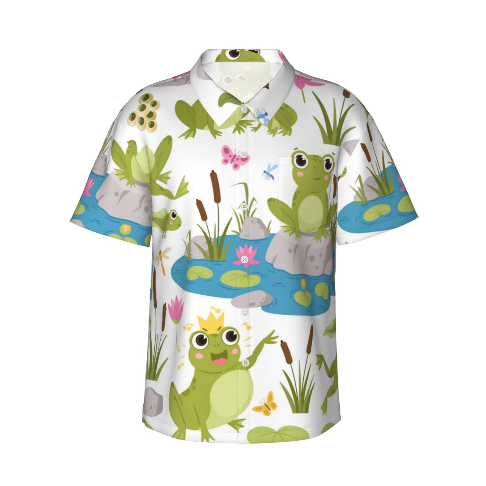 Disketp Cartoon Frogs Hawaiian Shirts for Men,Mens Casual Short Sleeve ...