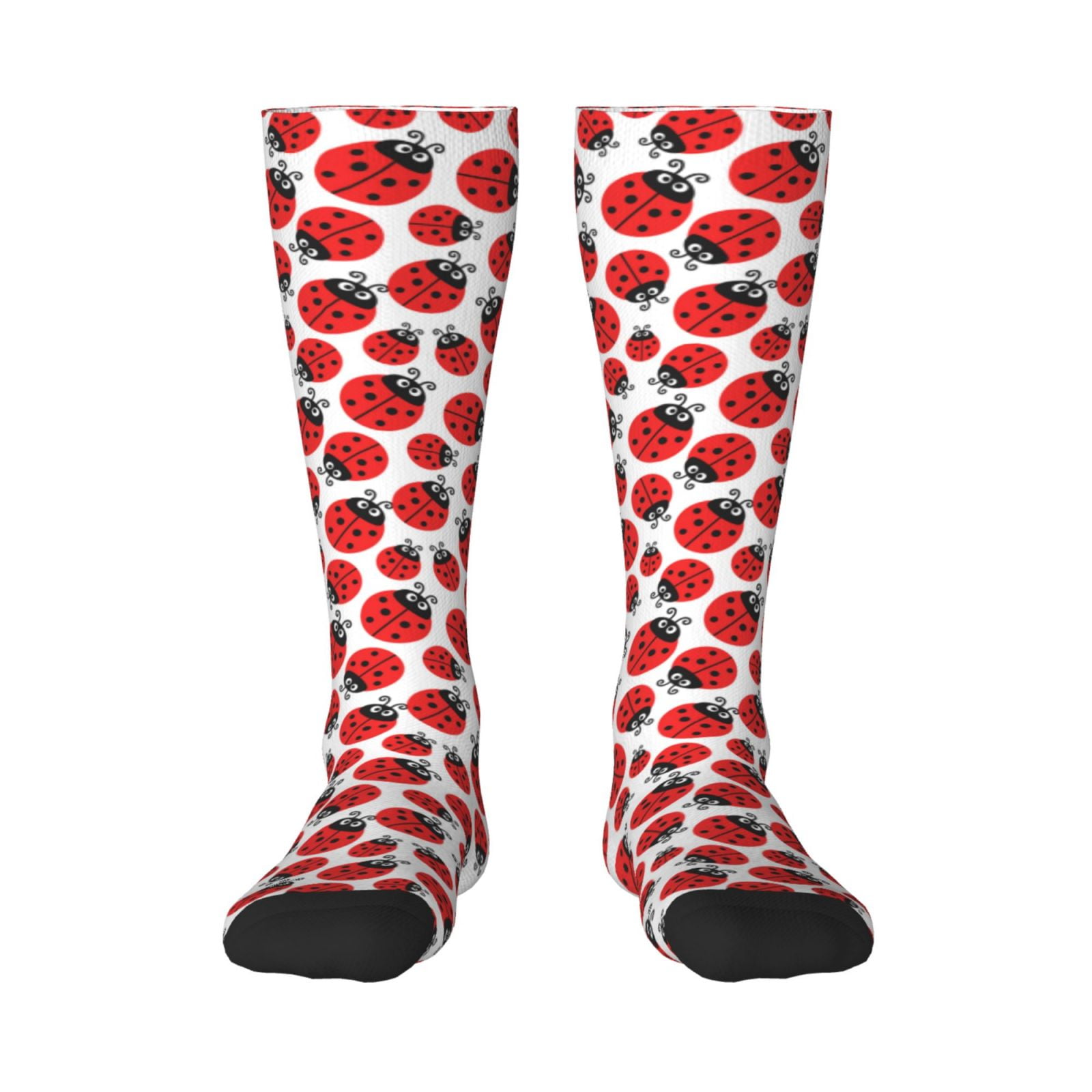 Disketp Cartoon Ladybug Print Unisex Contrast Color Stockings Lightweight Breathable Ventilation ...