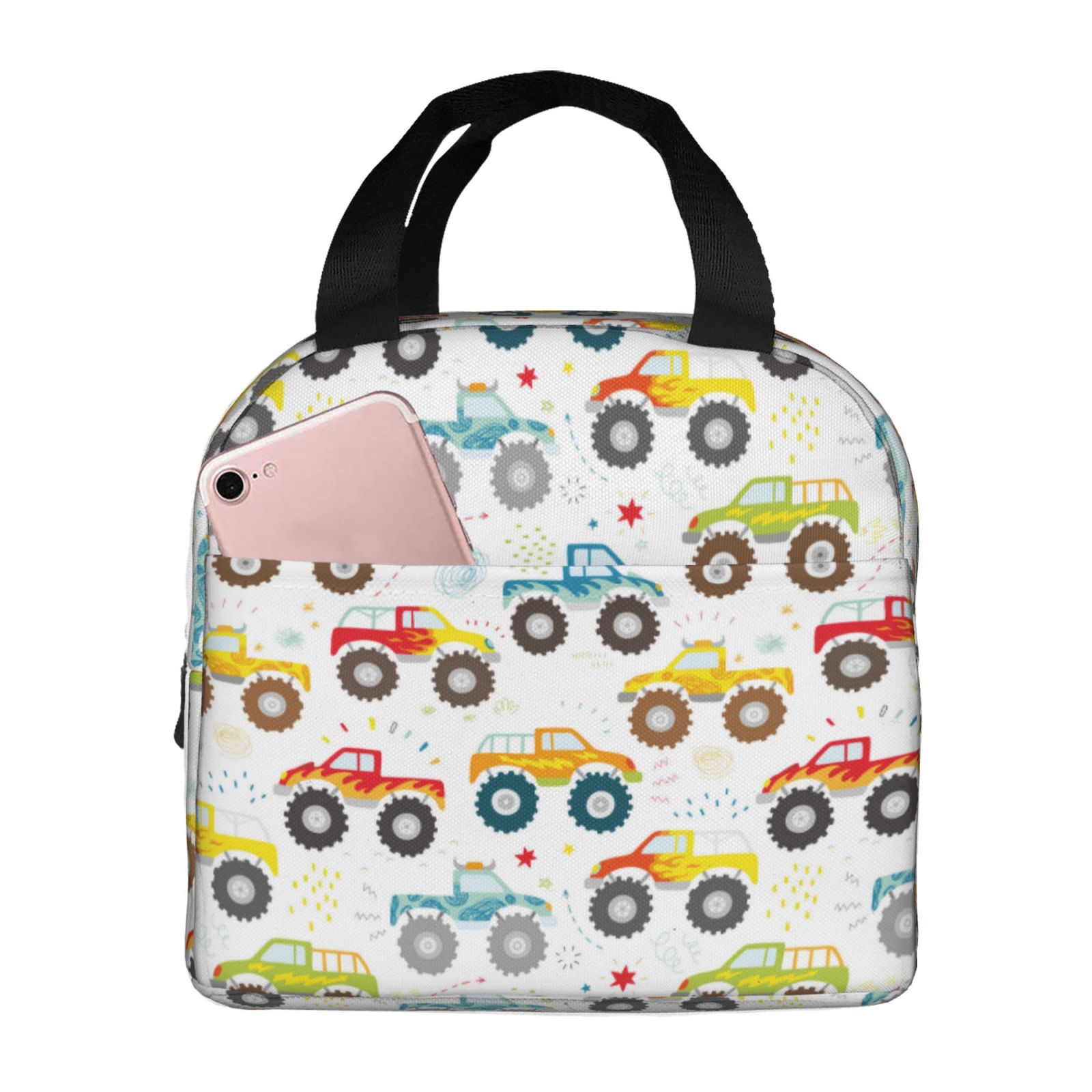 Disketp Cartoon Monster Trucks Lunch Bag for Women Men, Leakproof ...