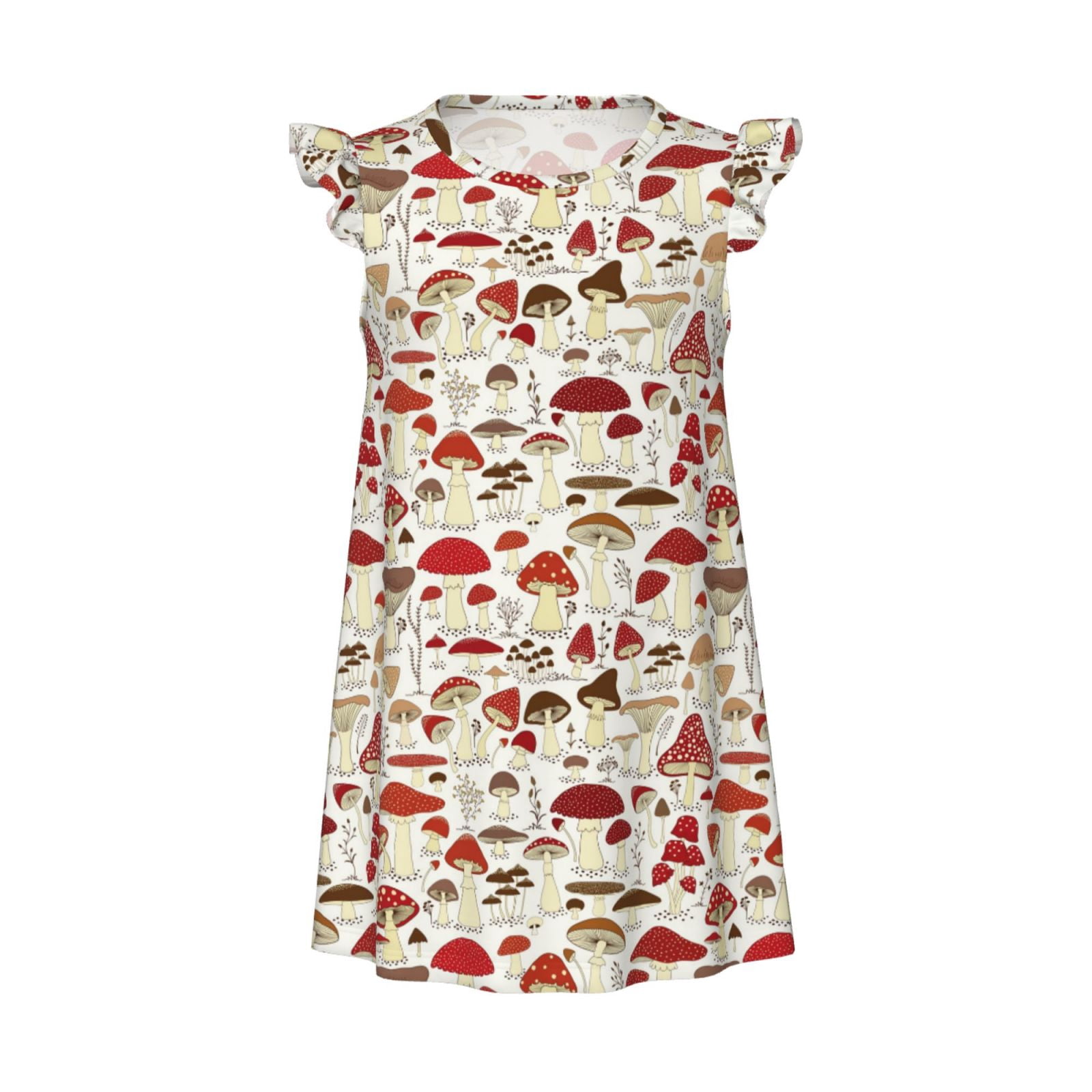 Disketp Cartoon Mushrooms Print Girls Nightgowns 3-10 Years Flutter ...