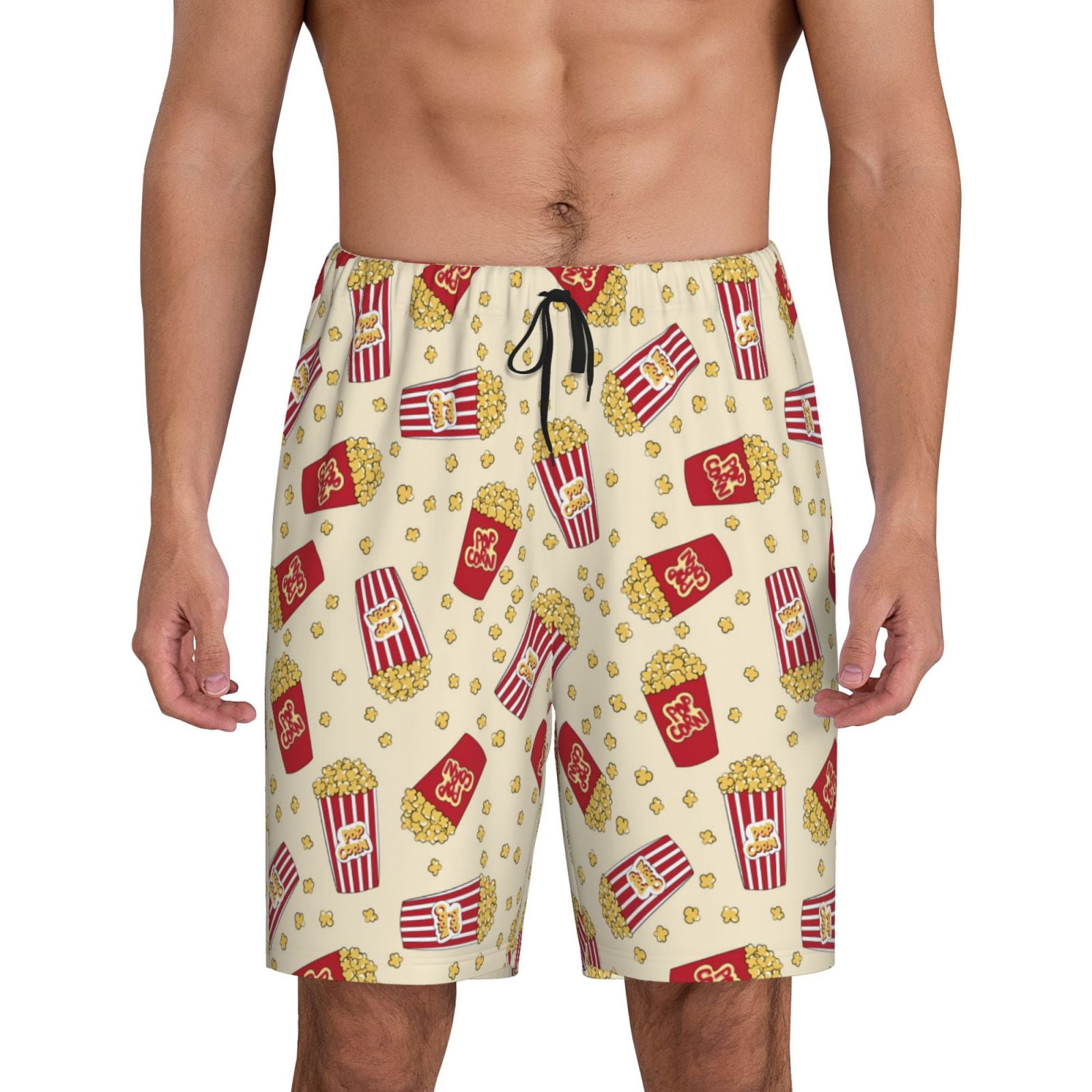 Disketp Cartoon Popcorn for Men's Soft Sleep Pajama Shorts Lightweight ...