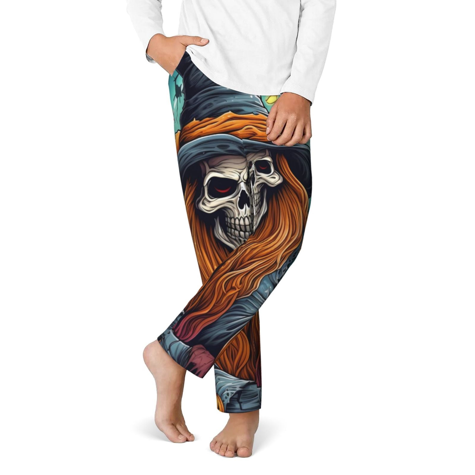 Disketp Cartoon Pumpkin Skull for Teenagers' Pajama Pants ,Lounge Pants ...