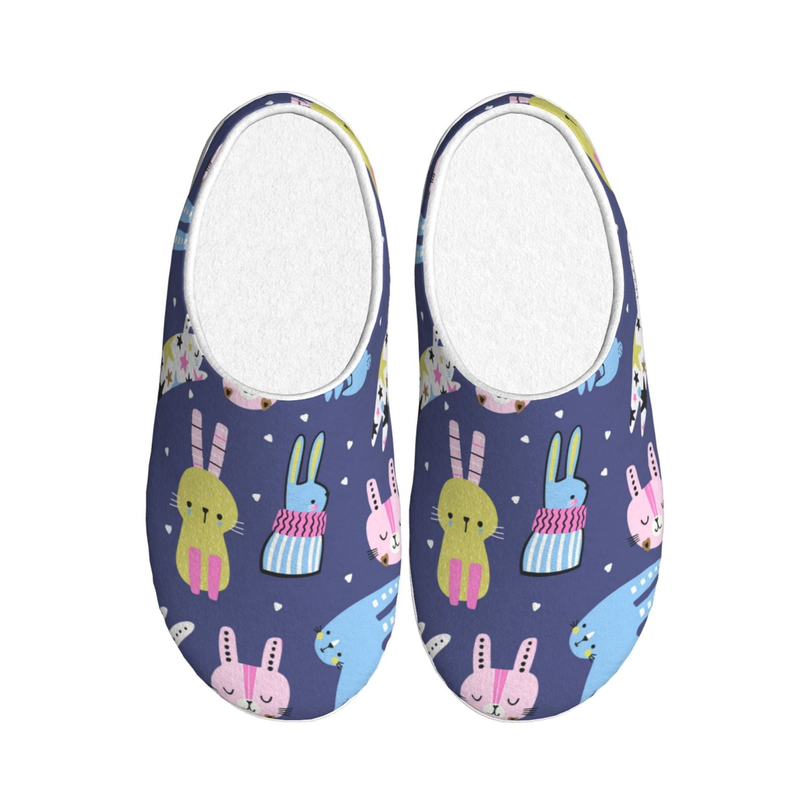 Disketp Cartoon Rabbit Women's Men's Slippers Plush Slip-On House ...