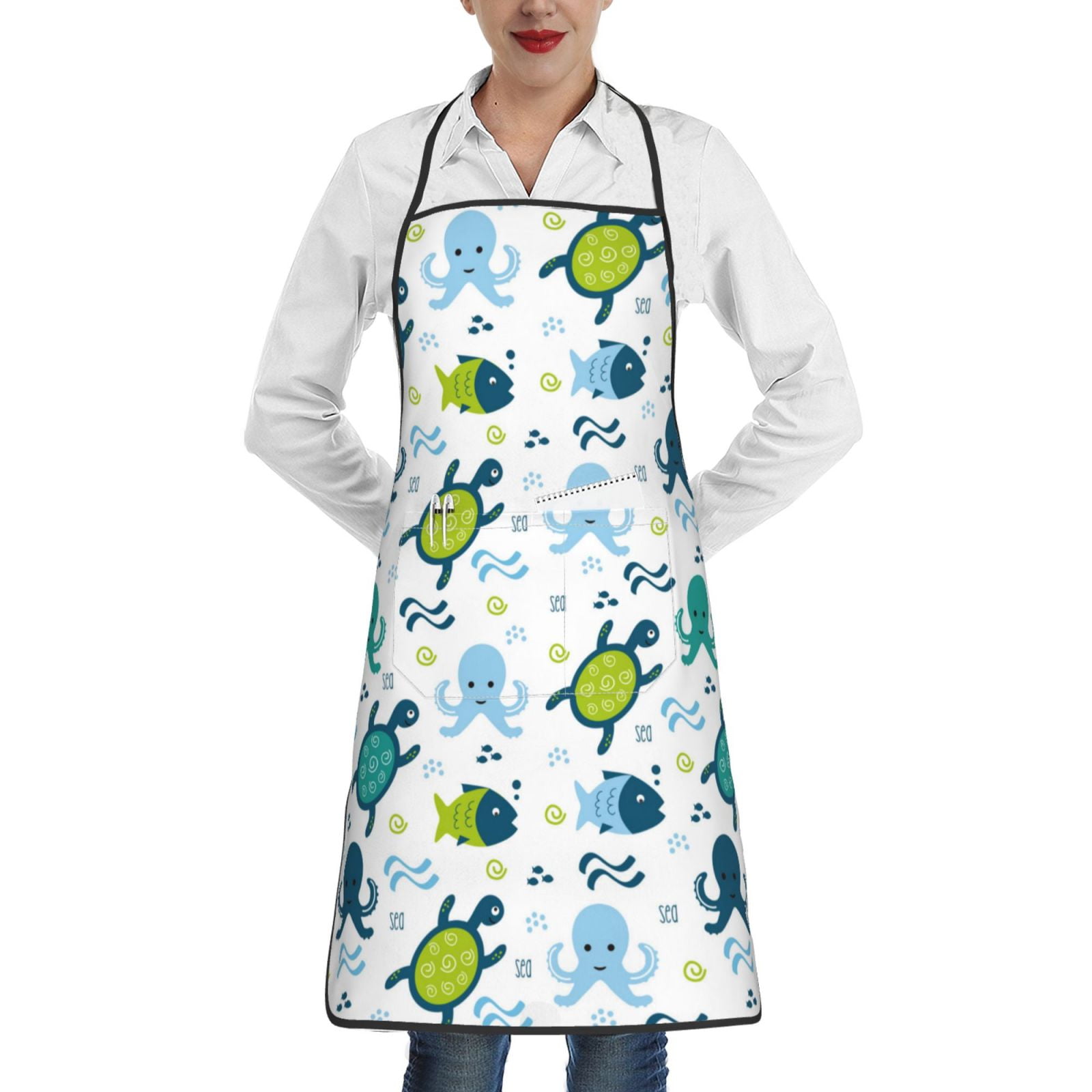 Disketp Cartoon Sea Creatures Kitchen Apron with adjustable Aprons for ...
