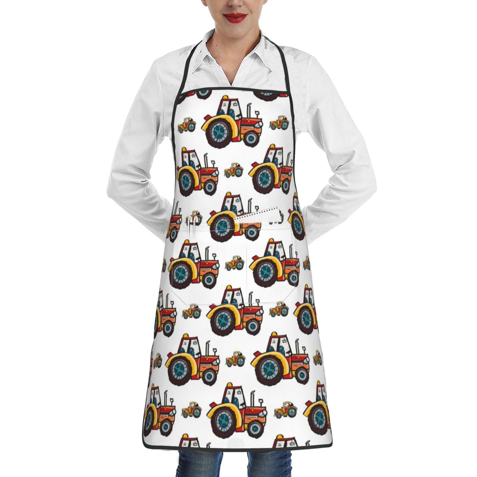 Disketp Cartoon Tractor Kitchen Apron with adjustable Aprons for Women ...