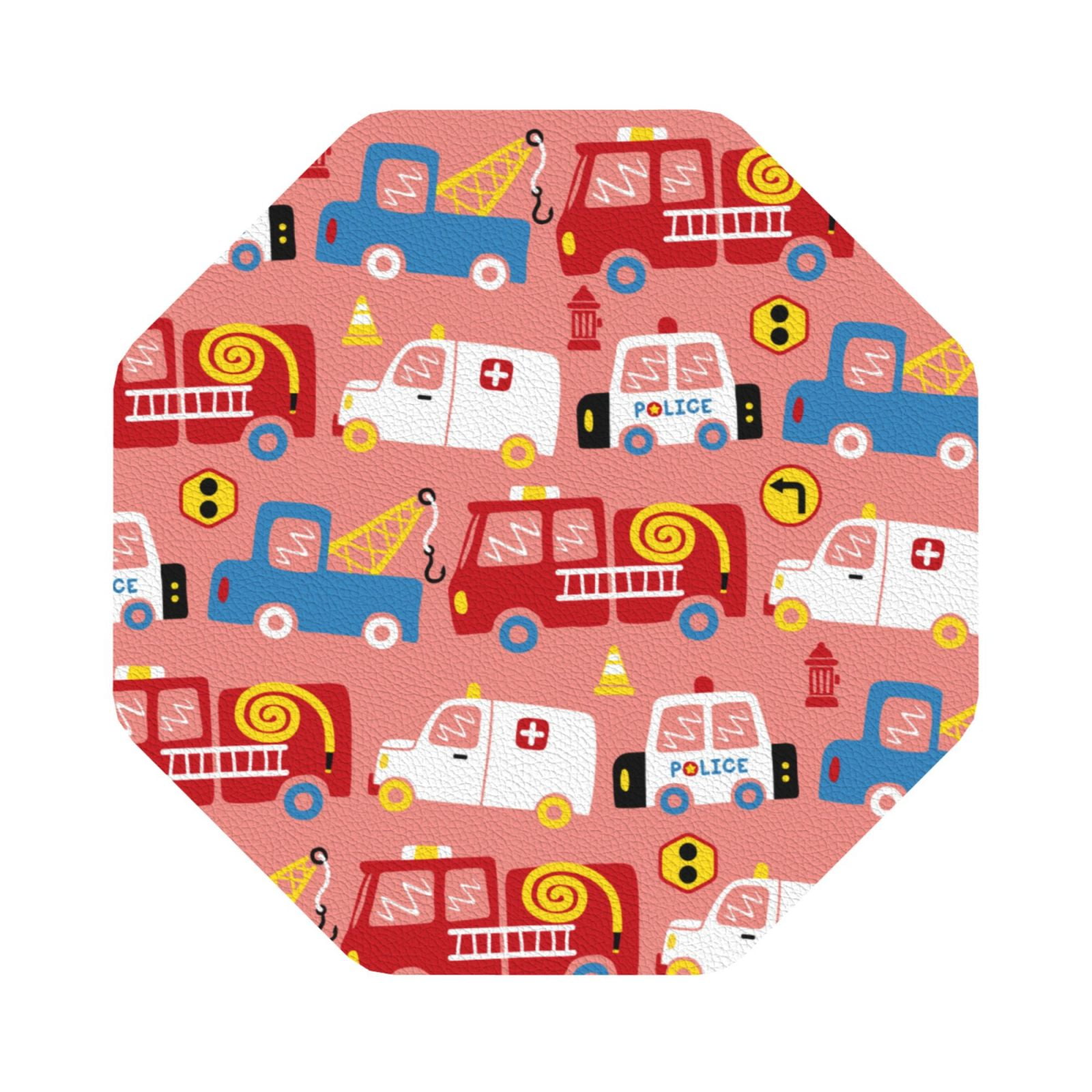 Disketp Cartoon With Traffic Elements Funny Coasters,6 Pcs Leather ...