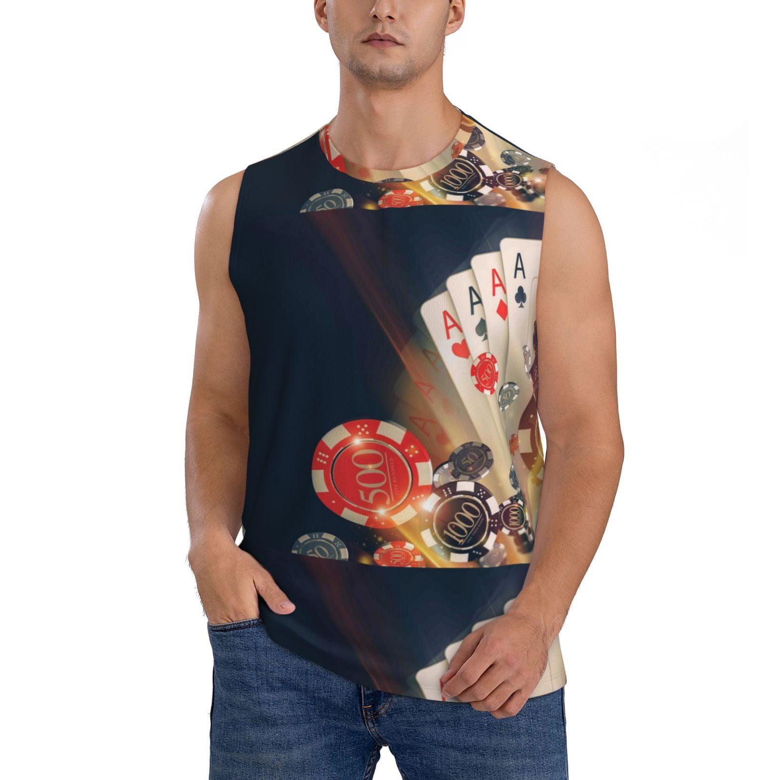 Disketp Casino Poker Chips Sleeveless Tshirts For Men, Muscle Shirts ...