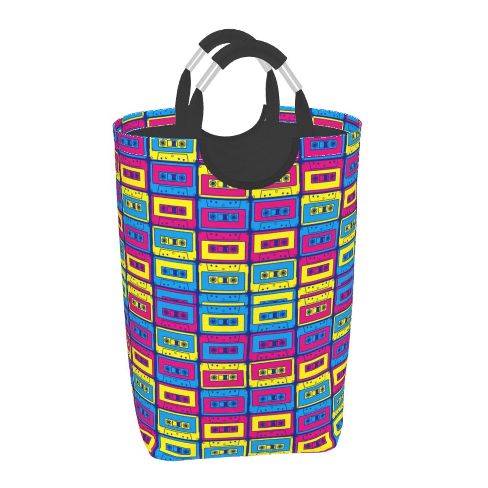 Disketp Cassette Tapes Square Laundry Bag Large Collapsible Dirty Clothes Bags With Handles ...