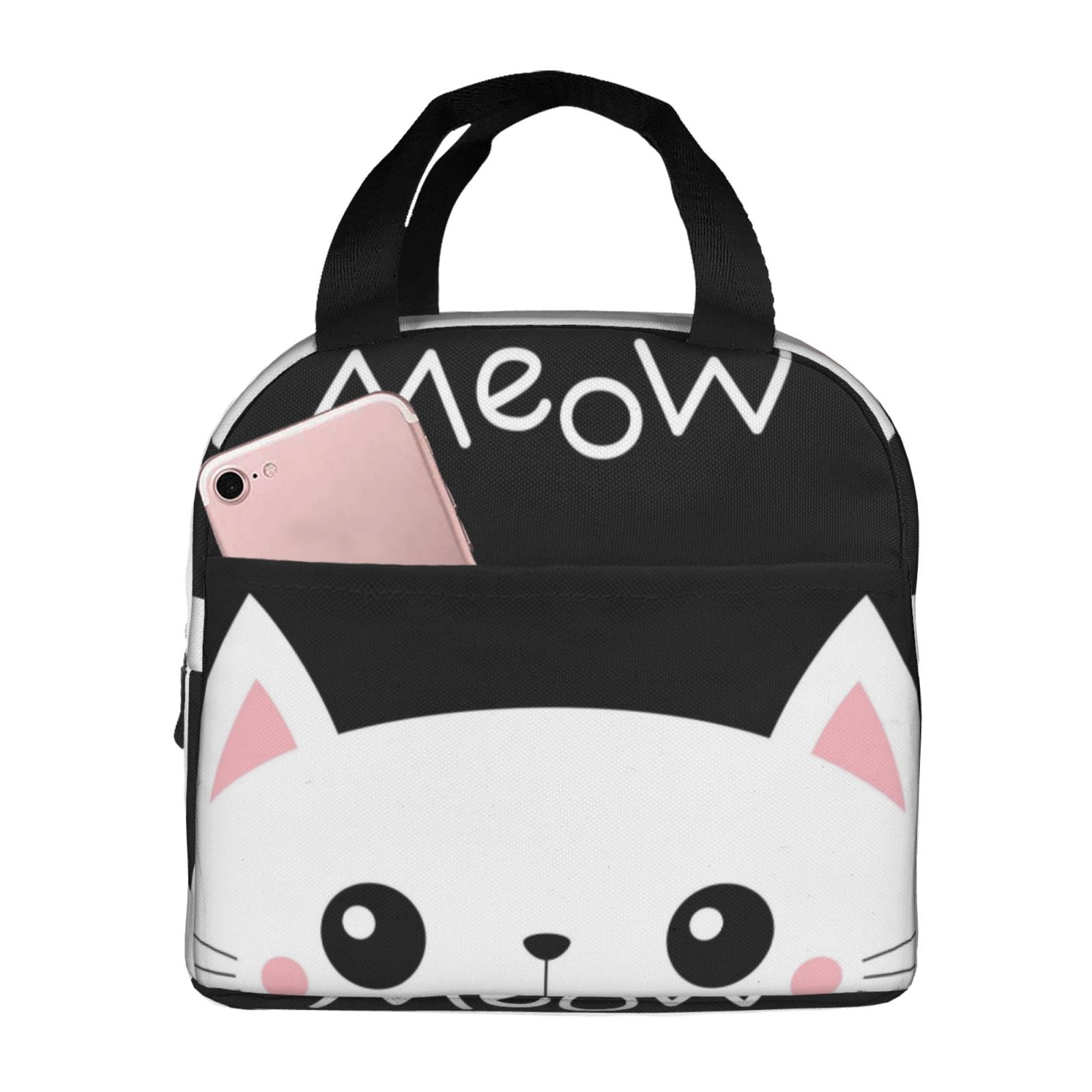 Disketp Cat Meow Lunch Bag for Women Men, Leakproof Thermal Cooler Sack ...
