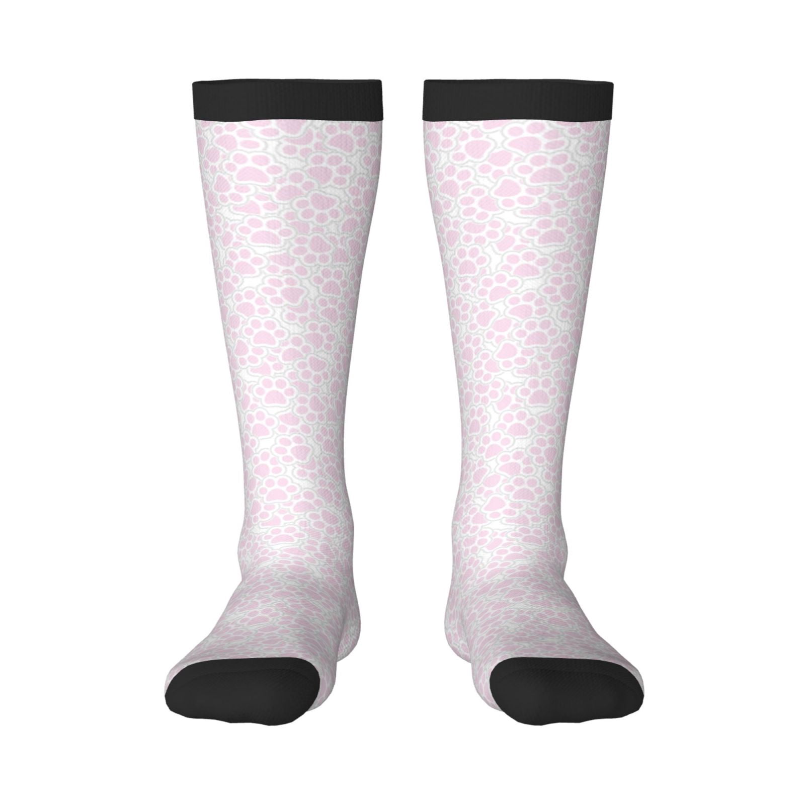 Disketp Cat Paw Print Unisex Contrast Color Stockings Lightweight ...