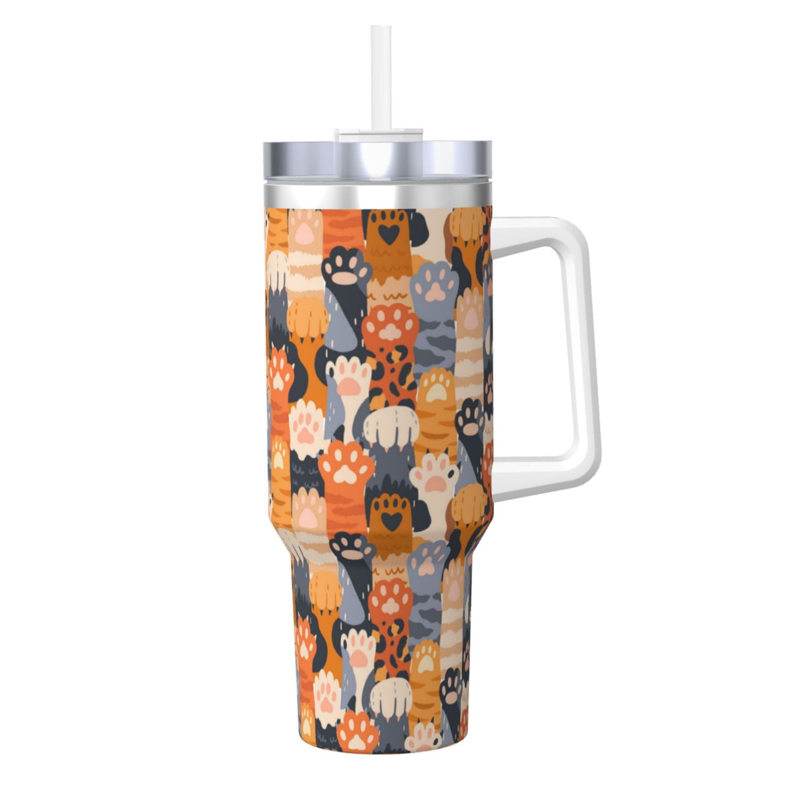 Disketp Cat Paws for 40 OZ Stainless Steel with Handle Lid Straw for ...